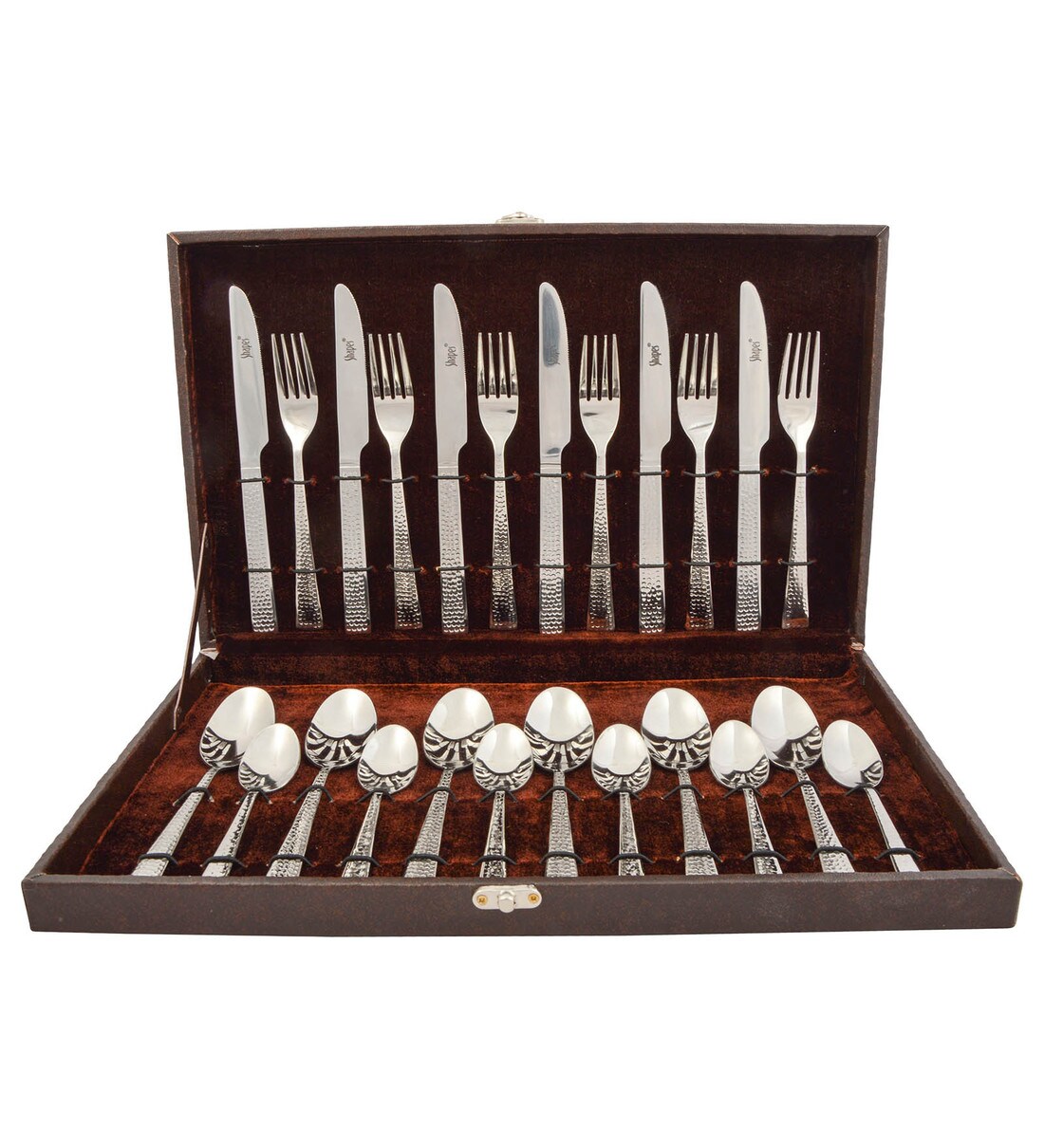 Buy Stainless Steel Cutlery Set with Box - Set of 24 by Shapes Online ...