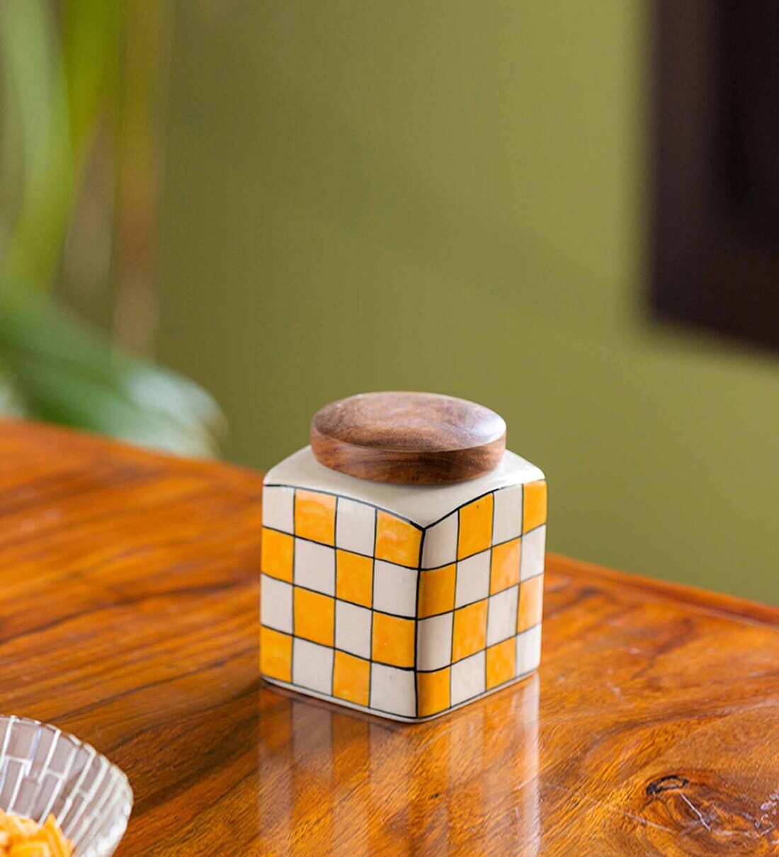 Buy Shatranj Checkered 200ml Airtight Ceramic Multi-Purpose Storage Jar ...