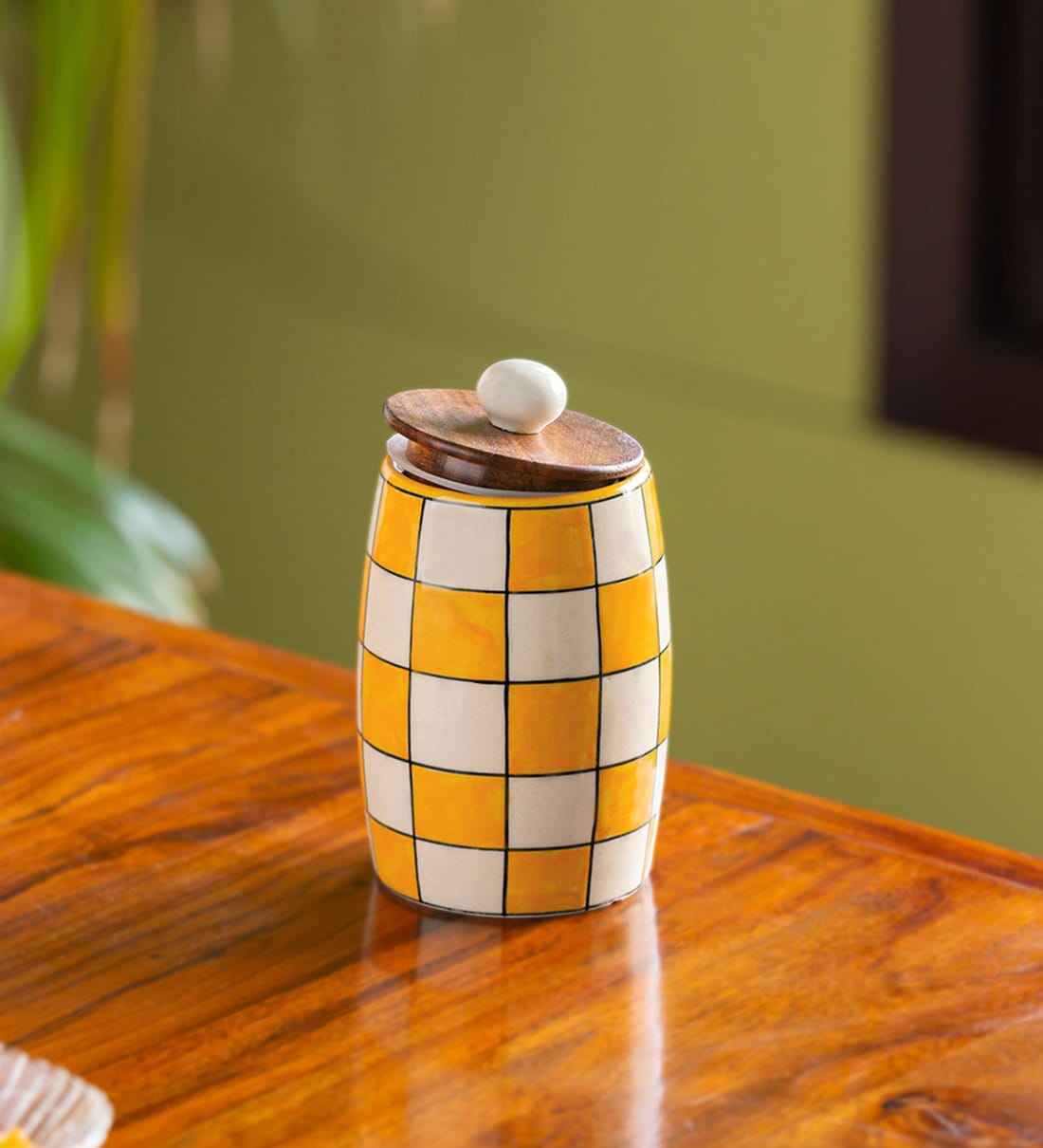 Buy Shatranj Checkered 600ml Airtight Ceramic Multi-Purpose Storage Jar ...