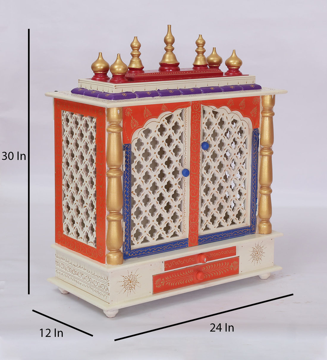 Buy Sheesham Wood Wall Mounted Mandir In White By India Home Wood ...