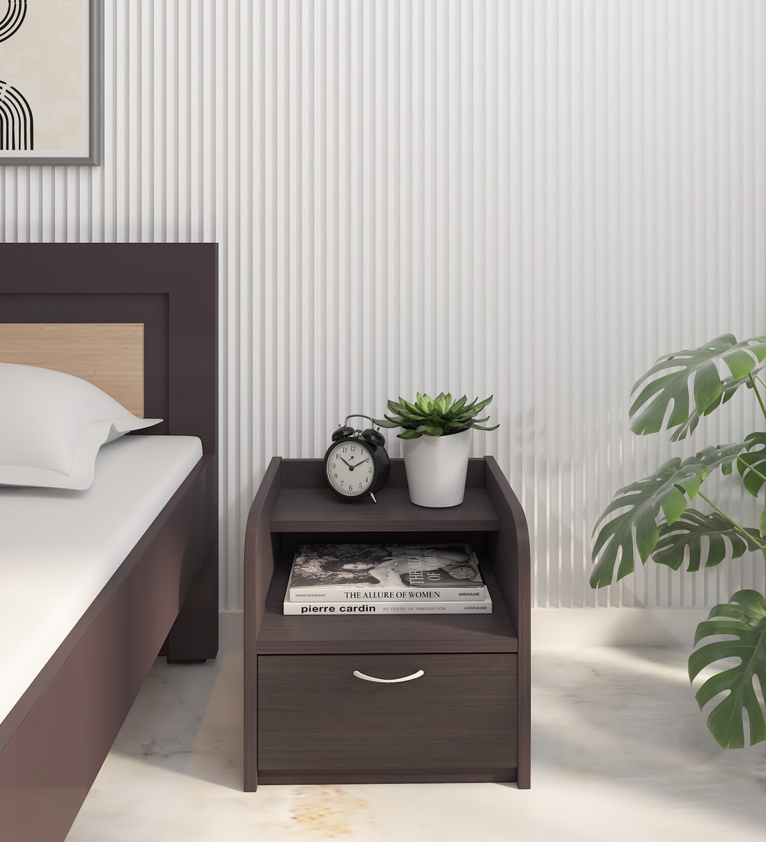Buy Shinju Bedside Table in Wenge Finish with Drawer Online - Modern ...