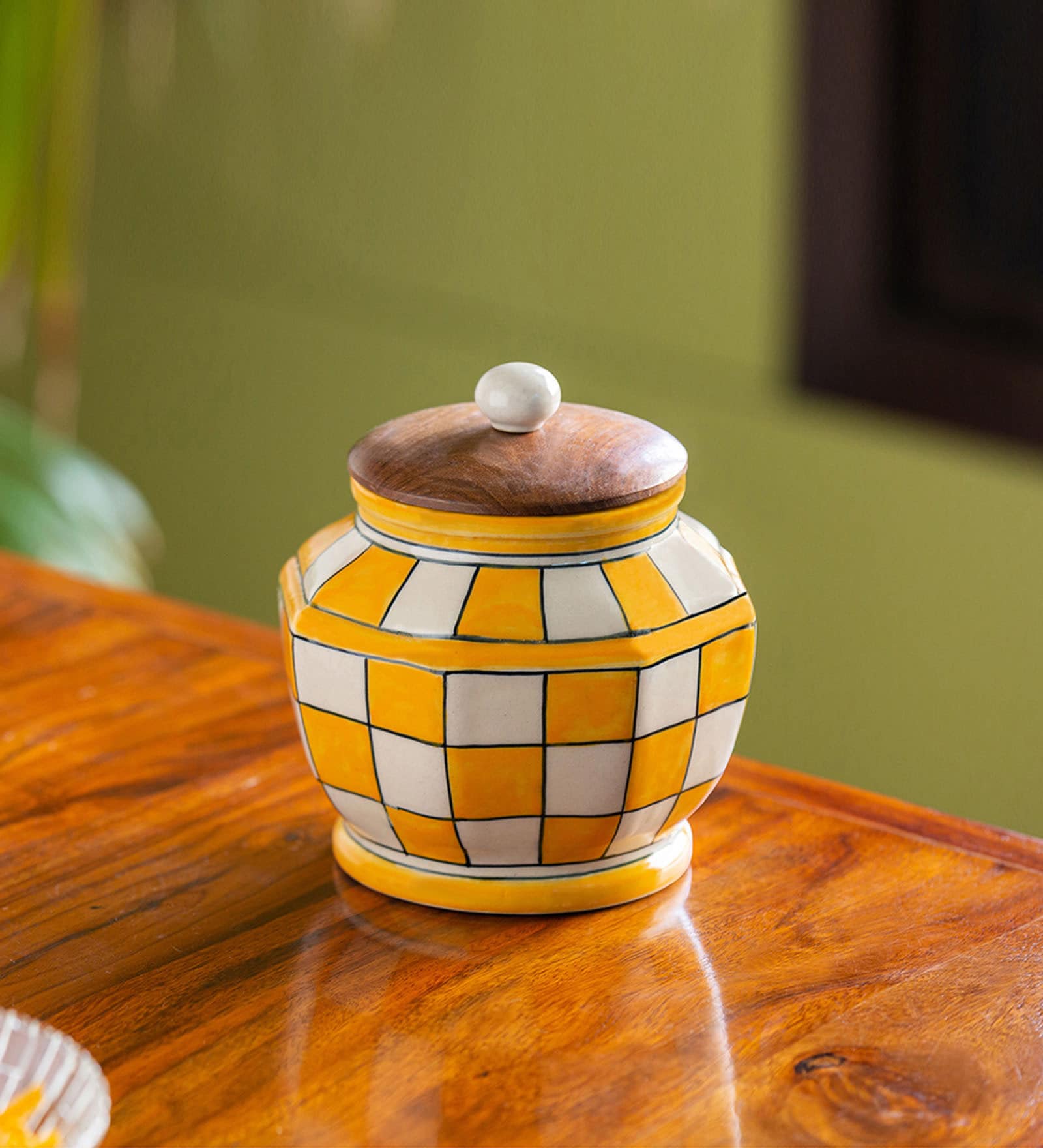 Buy Shatranj Checkered 1360ml Ceramic Multi-Purpose Storage Jar by ...