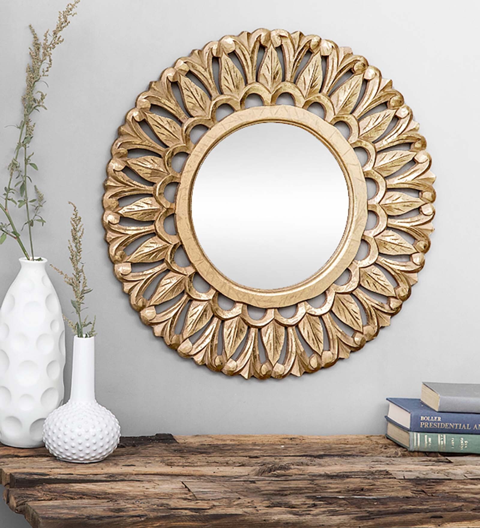 Buy Shaz Living Gold Glass & MDF Fez Mirror Online - Wall Mirrors ...