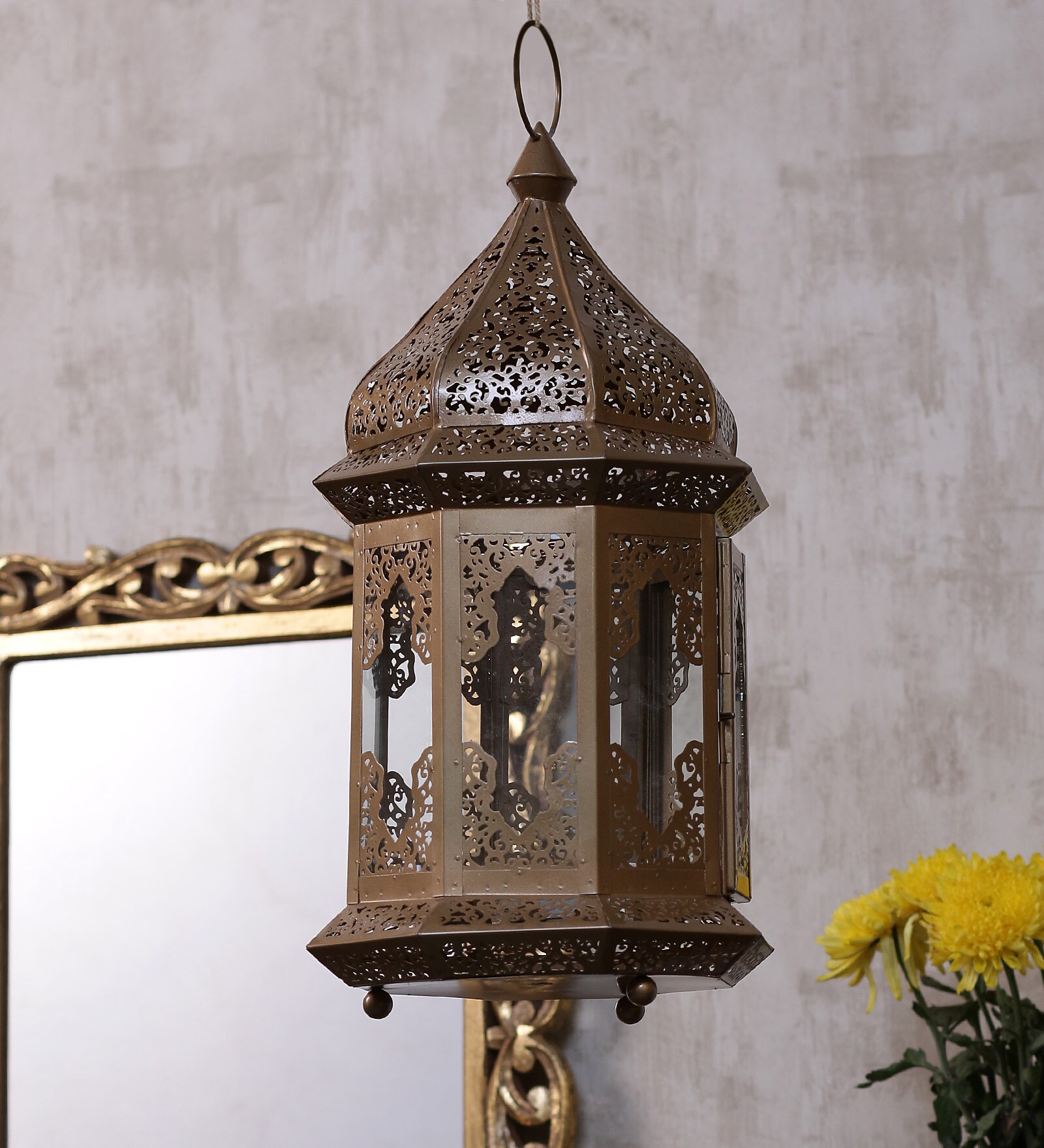 Buy Shaz Living Brown Metal Noor Lantern Online - Hanging Lanterns ...