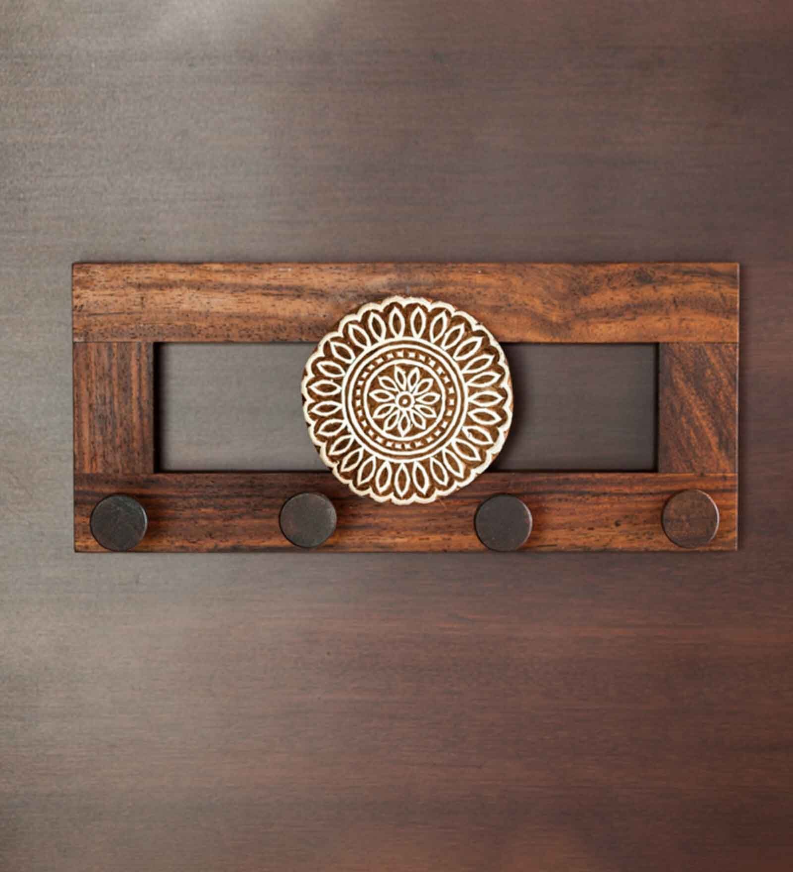Buy Sheesham Wood Flower Block Key Holder at 37% OFF by ExclusiveLane ...