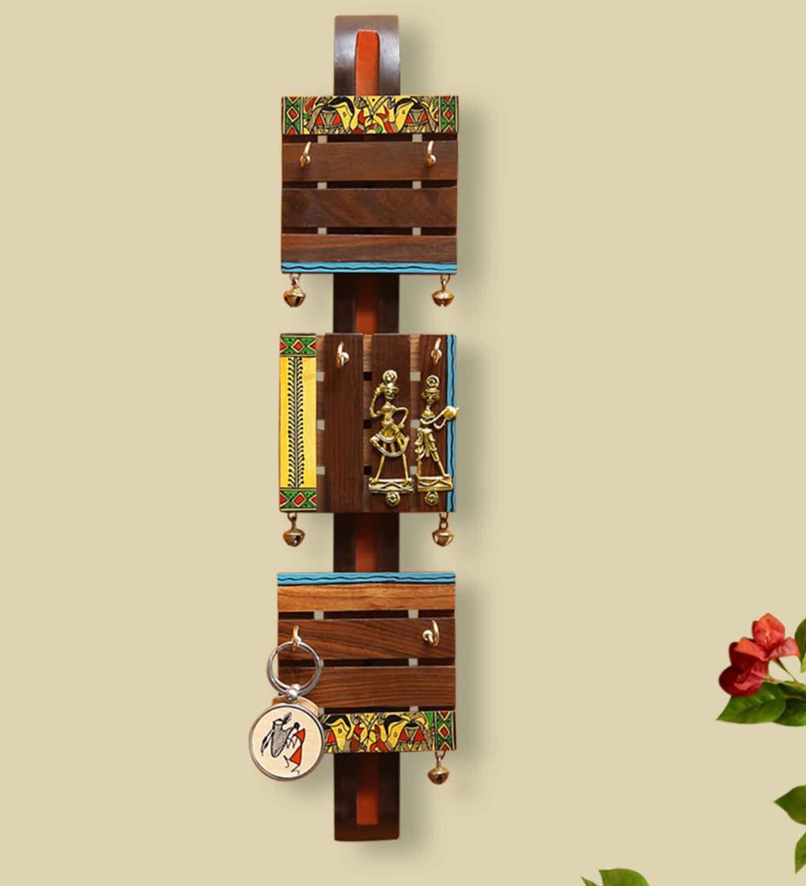 Buy Sheesham Wood Madhubani Hand Painted Key Holder By ExclusiveLane at ...