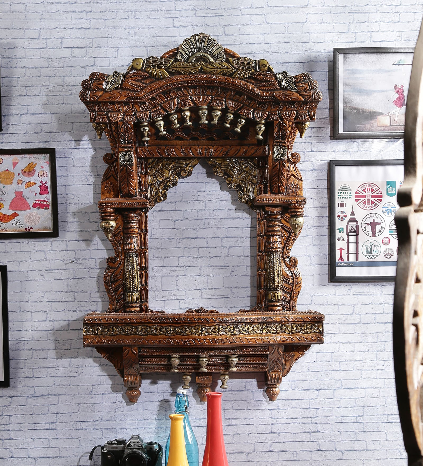Buy Solid Wood Jharokha in Brown Colour by Dream Arts at 14% OFF by ...