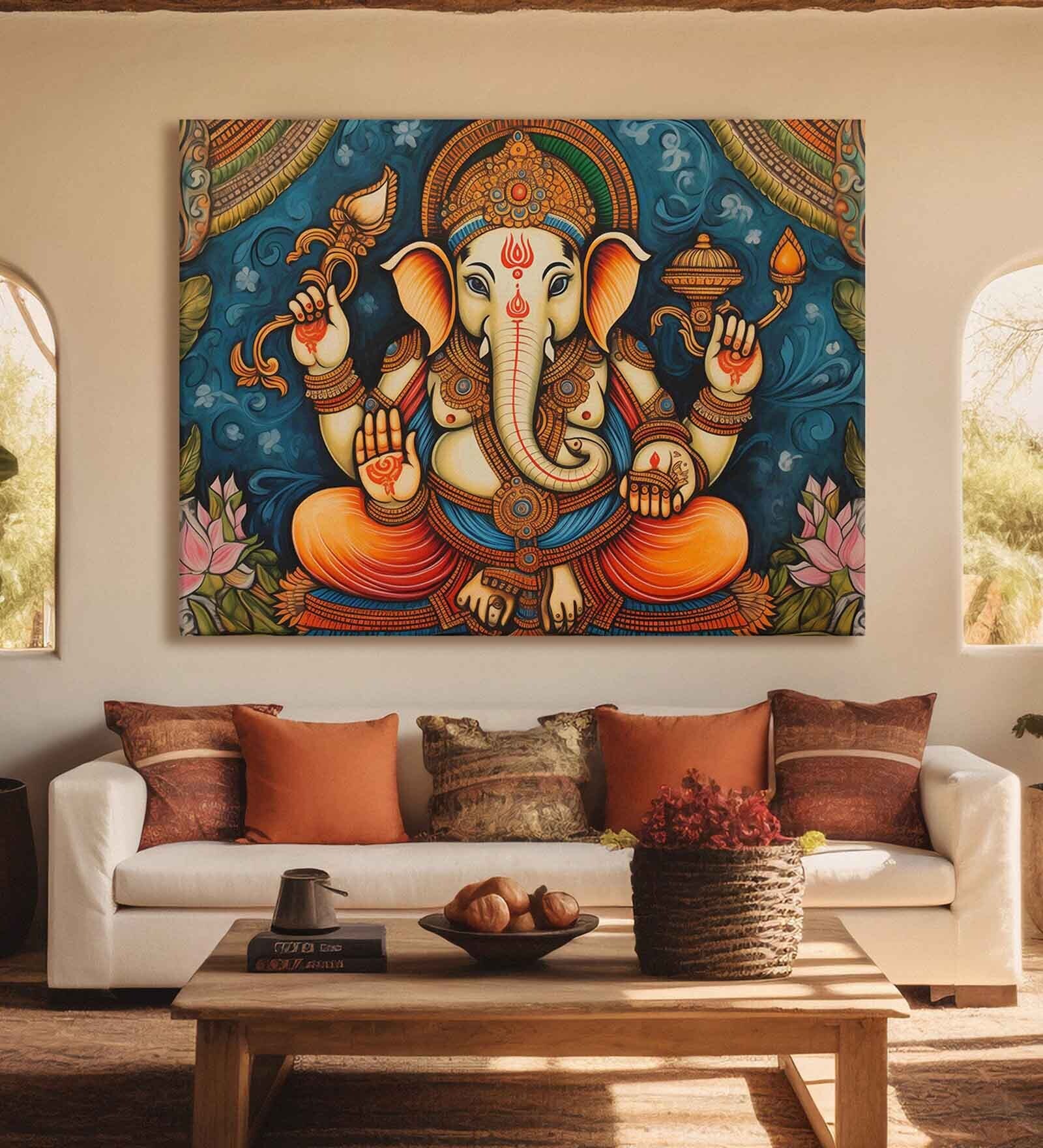 Buy Shree Ganesha Canvas Print Stretched Frame Canvas Wall Painting ...