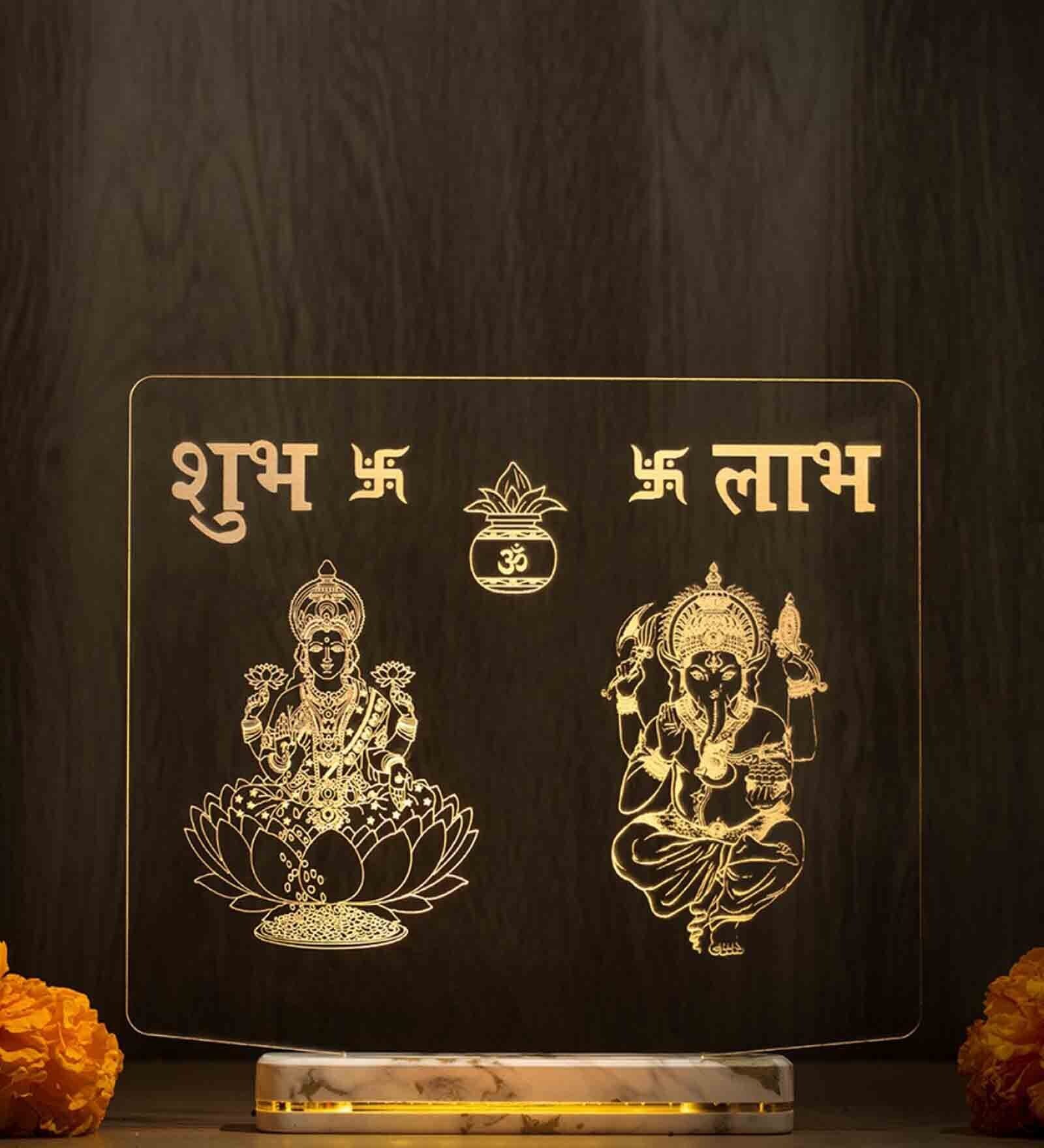 Buy Shubh Labh Acrylic LED Plug-in Lamp at 25% OFF by LIT Lamps | Pepperfry