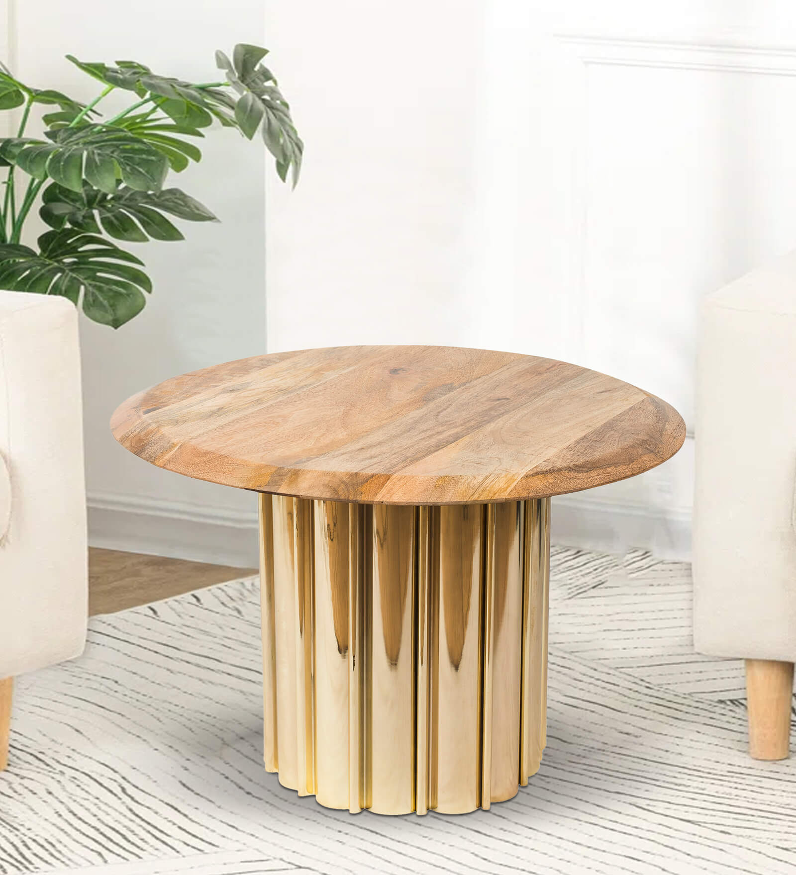 Buy Shutter Solid Wood Centre Table in Gold & Brown Finish at 100% OFF ...