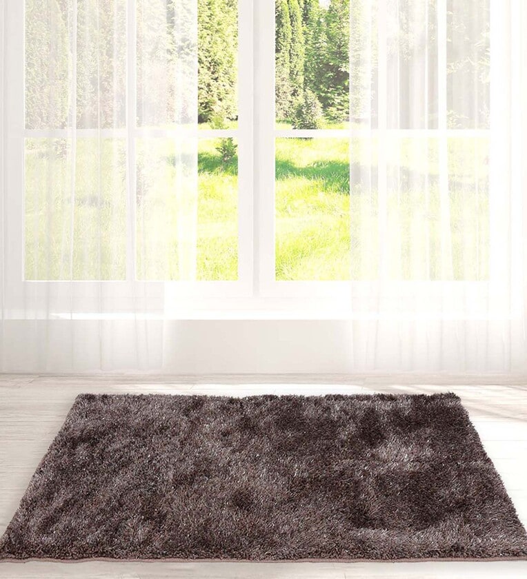 Buy Shaggy Lurex Brown Micro Fibre Shag Carpets by @home Online - Shag ...