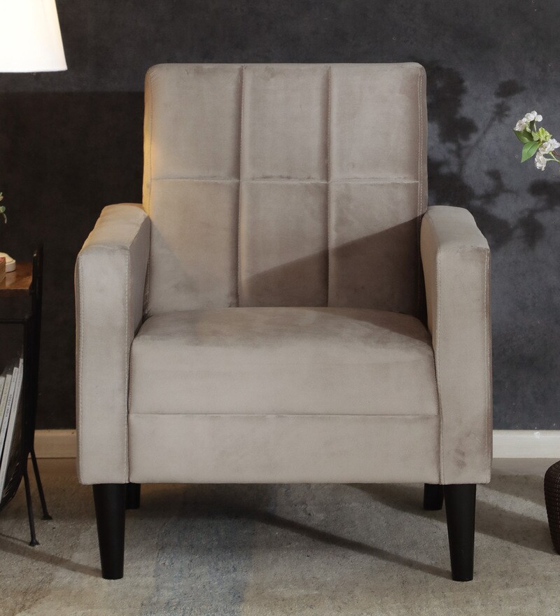 Buy Arcelia Fabric 1 Seater Sofa In Ash Grey Colour By Casacraft Online ...