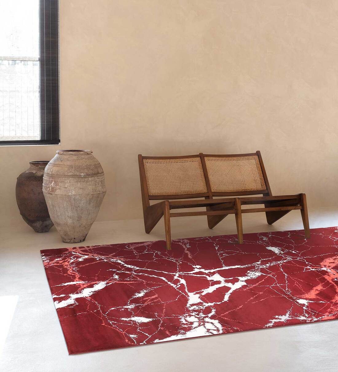 Buy Sia Red Polypropylene Textured Abstract 8 x 5 Feet Machine Made ...