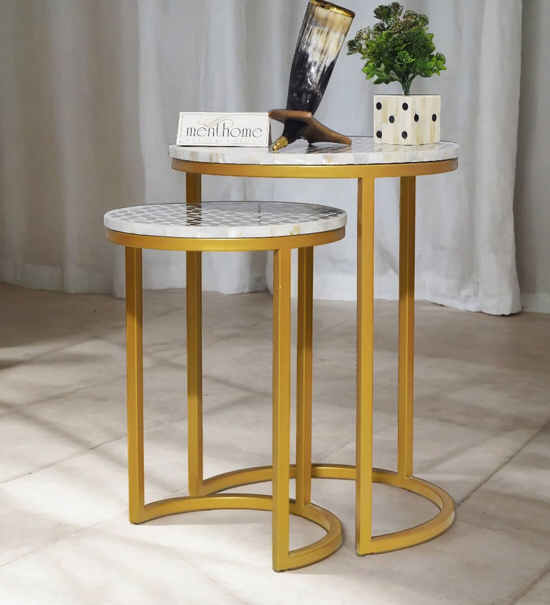 Buy Thalys Mother of Pearl Side Table In Black Colour at 20% OFF by ...