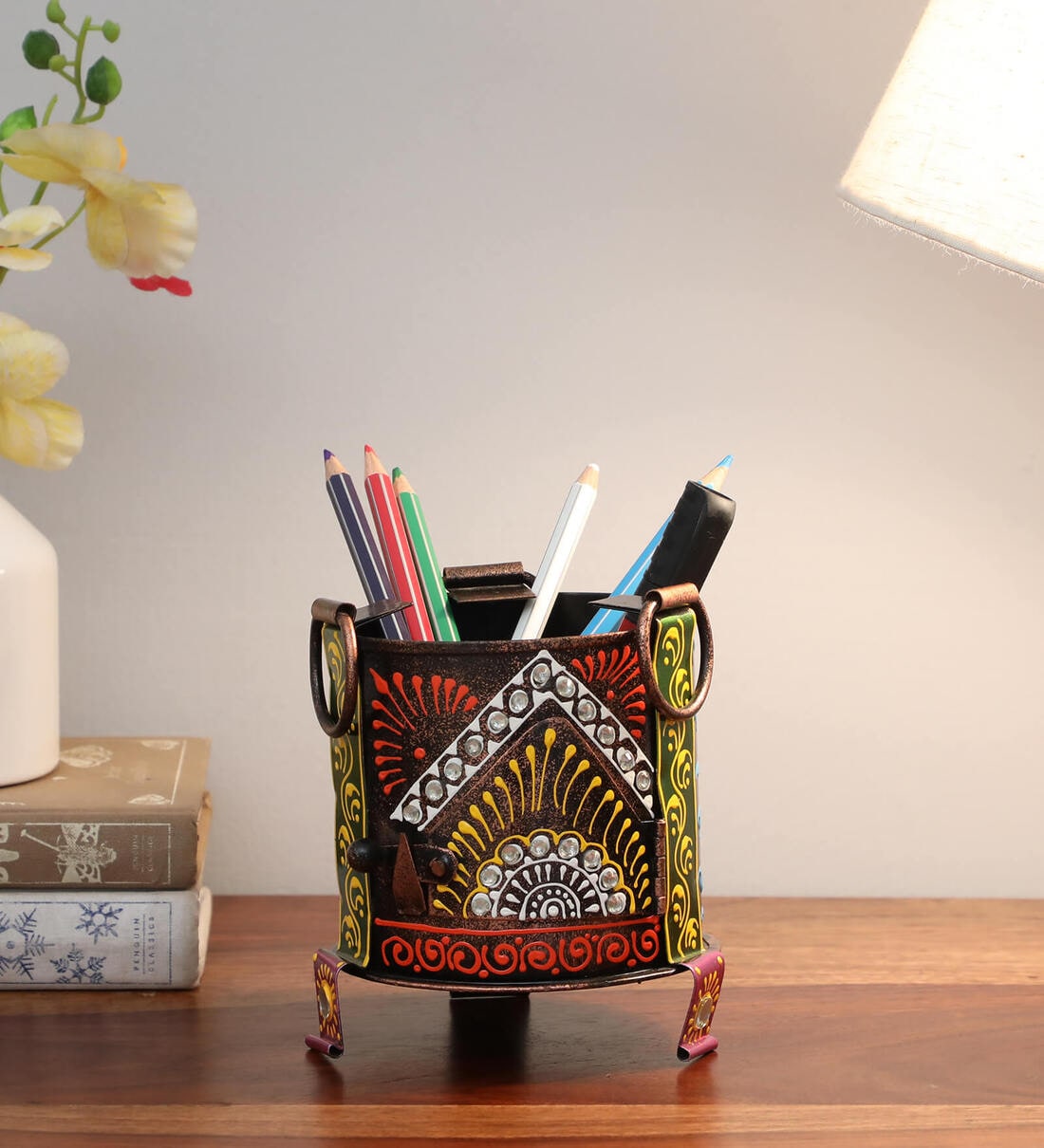 Buy Sigdi Multicolour Metal Pen Stand at 26% OFF by Decorum | Pepperfry