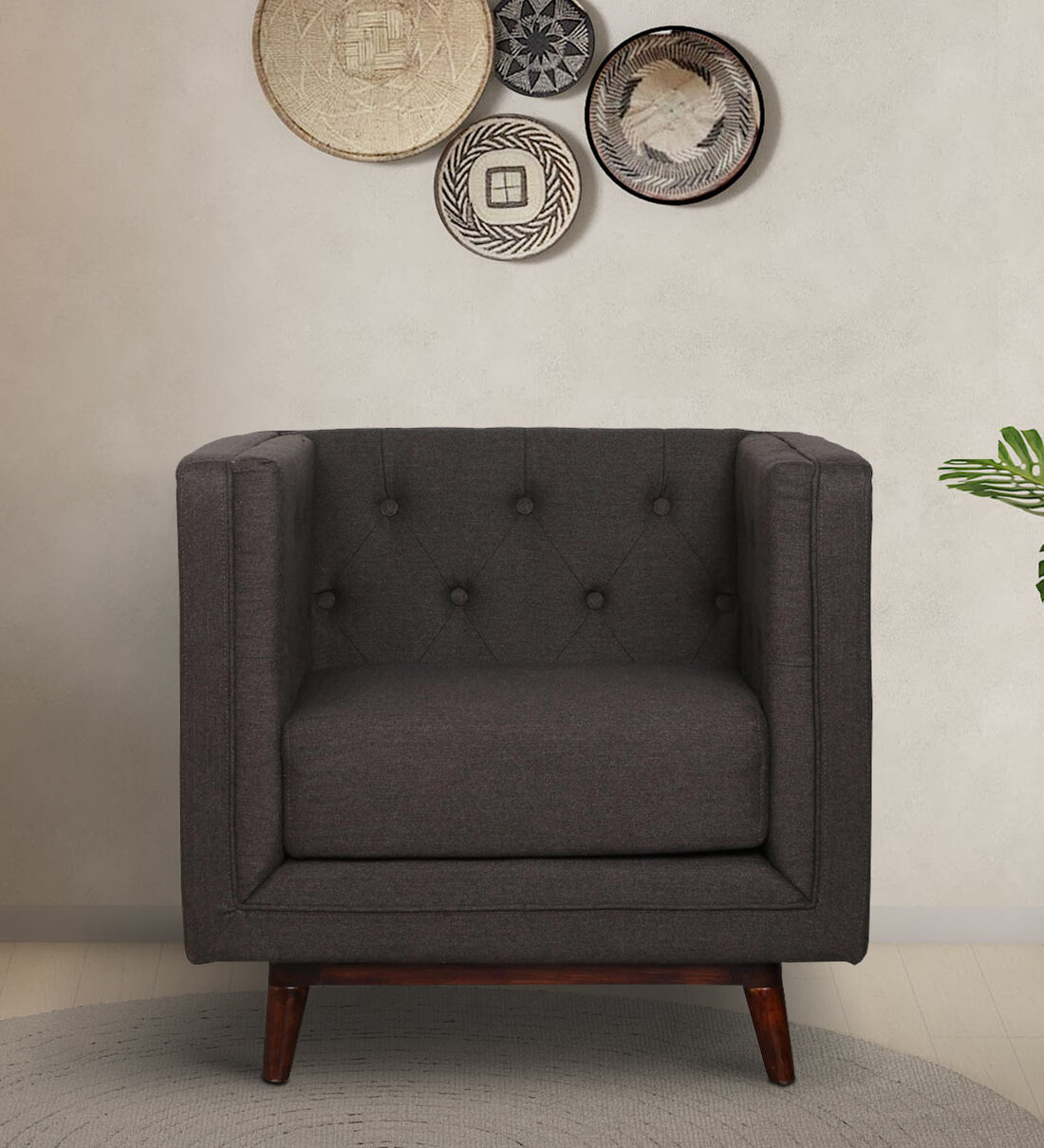 Buy Fermin Fabric 1 Seater Sofa In Brown Colour By Casacraft Online ...