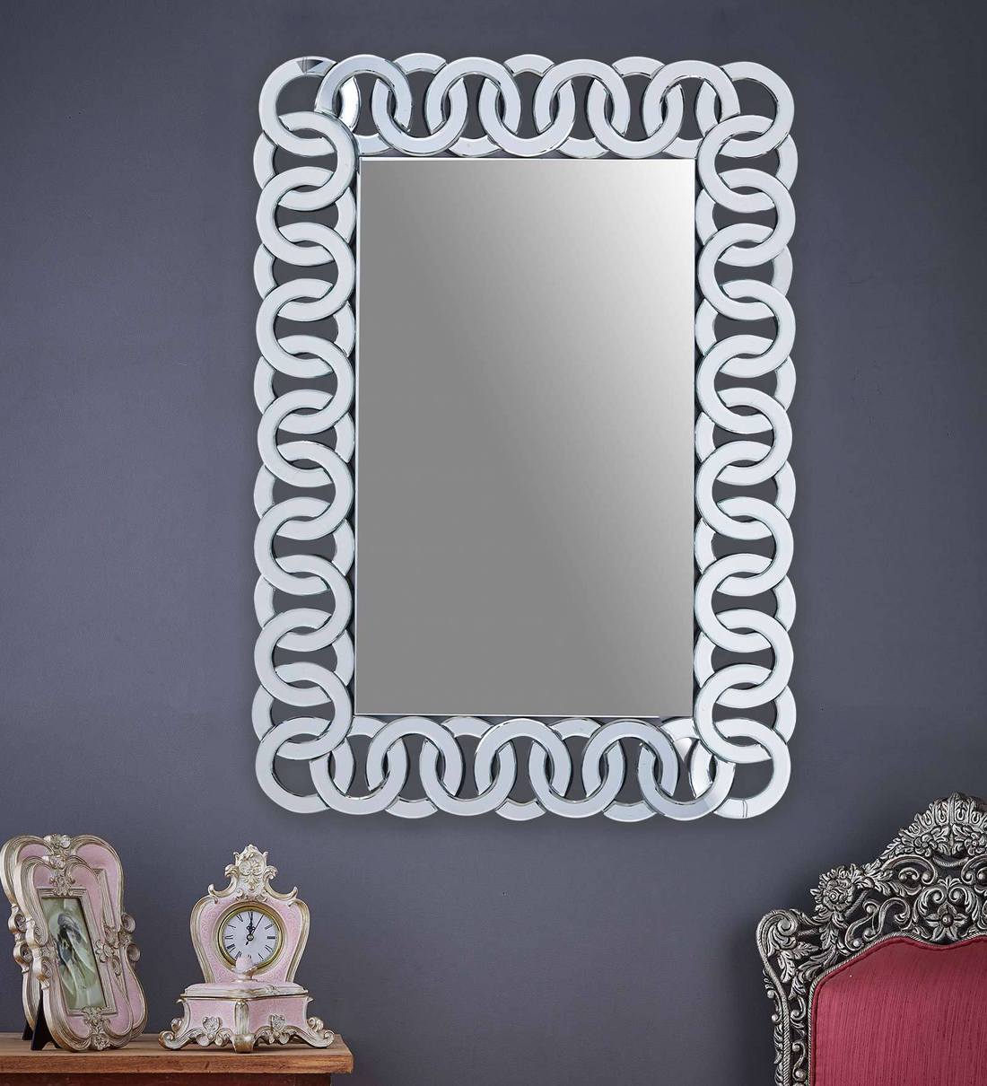 Buy Silver Glass Beacon Wall Mirror By Venetian Design Online ...