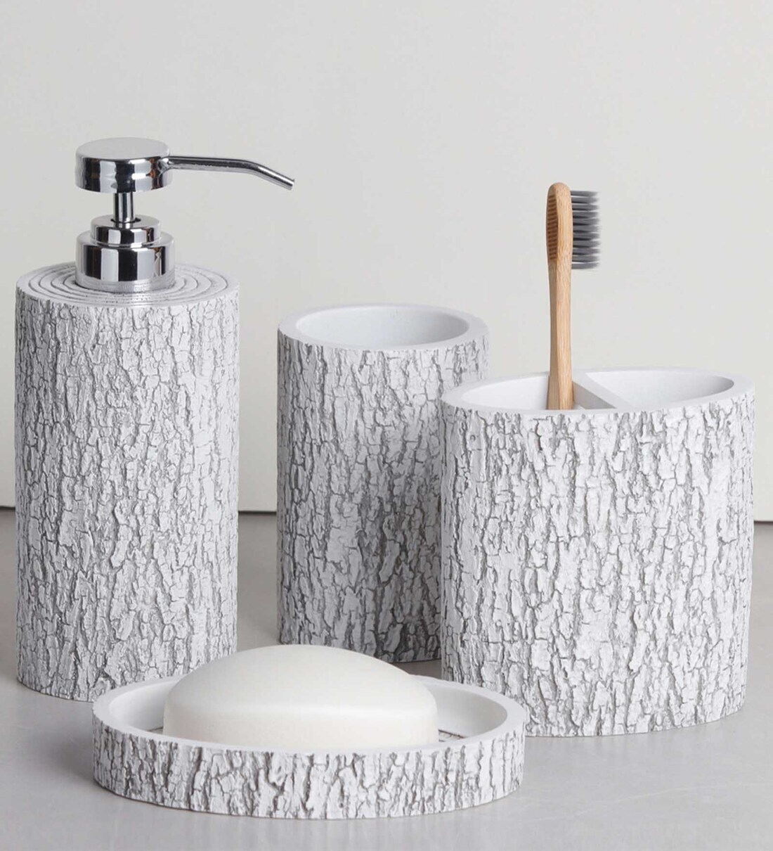 Buy Silver Polyresin Bath Set of 4 at 5% OFF by Obsessions | Pepperfry