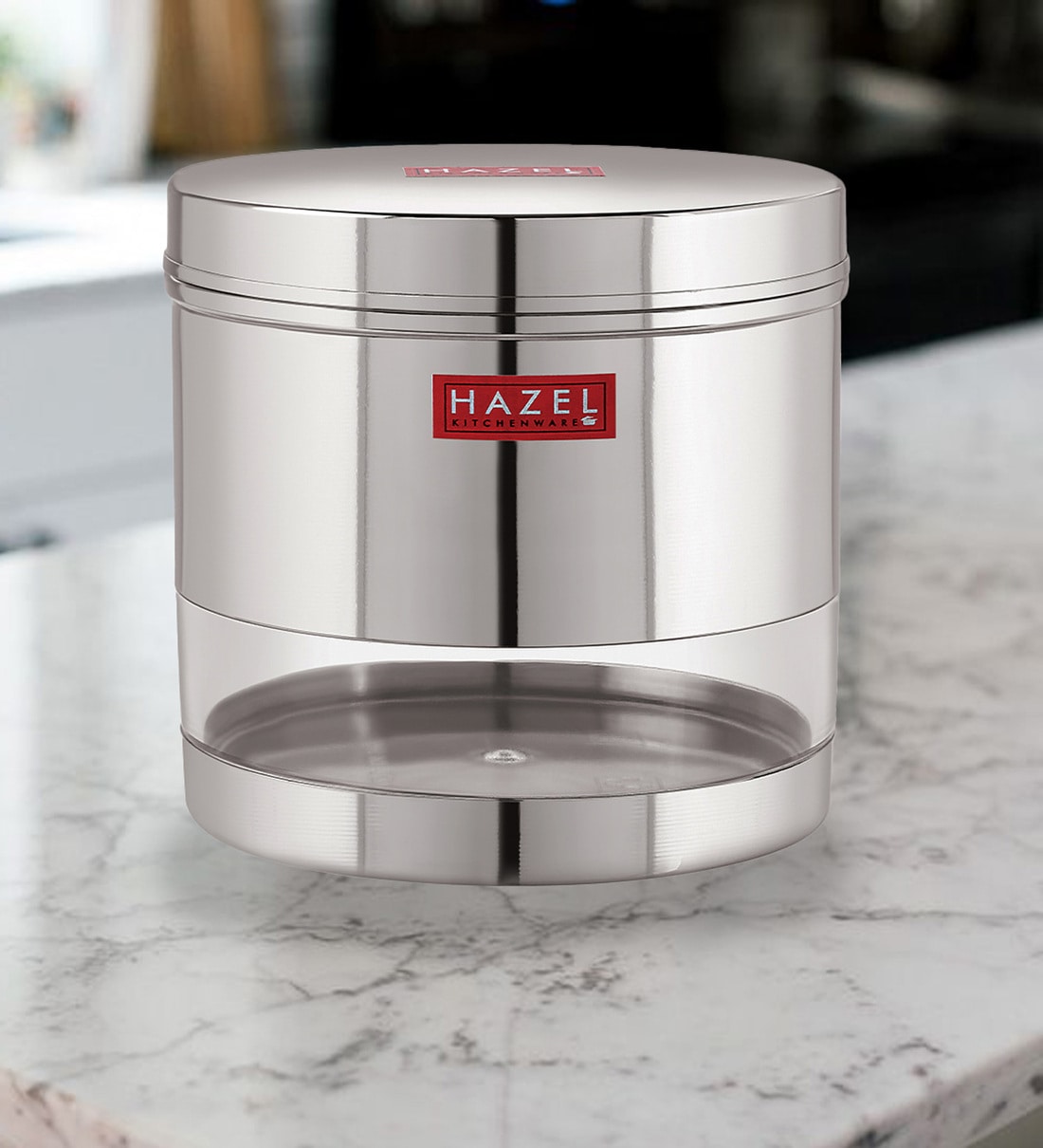 Buy Silver Stainless Steel 1100 ml Mouth See Through Storage Container ...