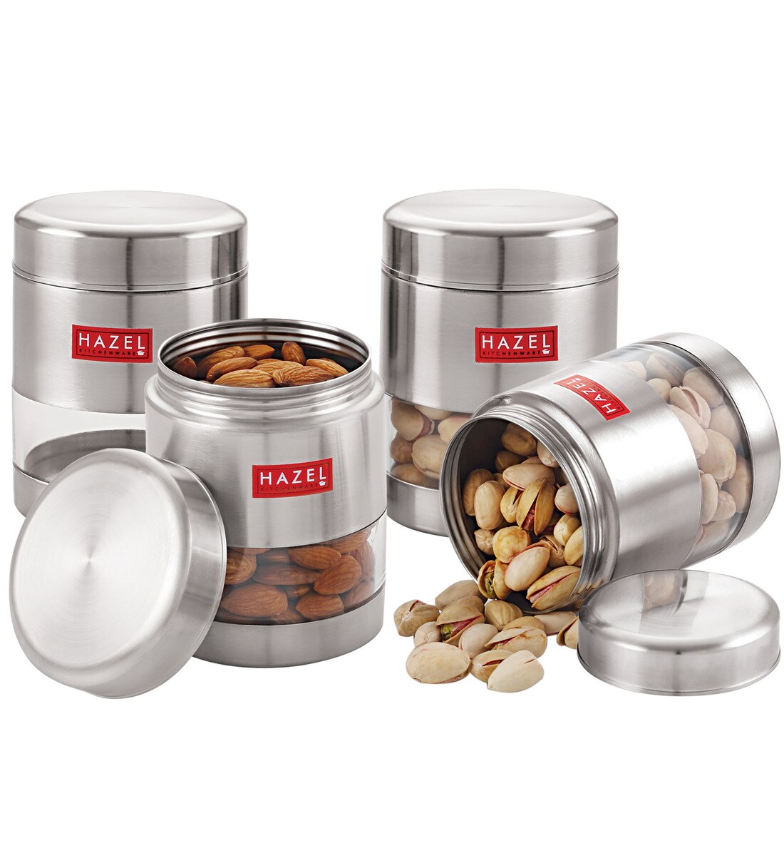 Buy Silver Stainless Steel 400 ml Finish See Through Storage Container ...