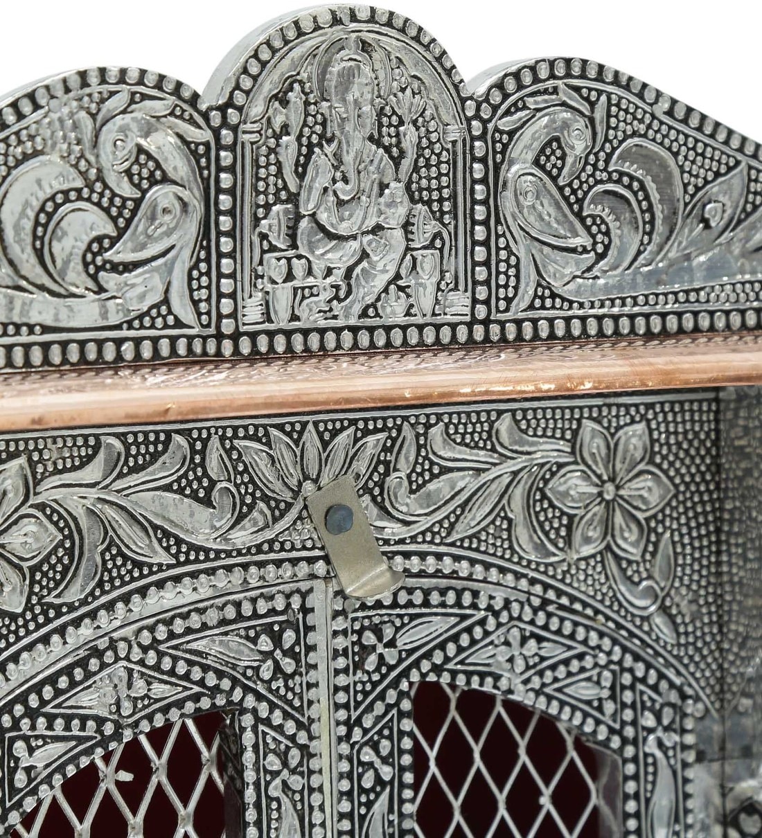 Buy Silver & Aluminium Coated Wood Pooja Mandir With Door By Craft Tree ...