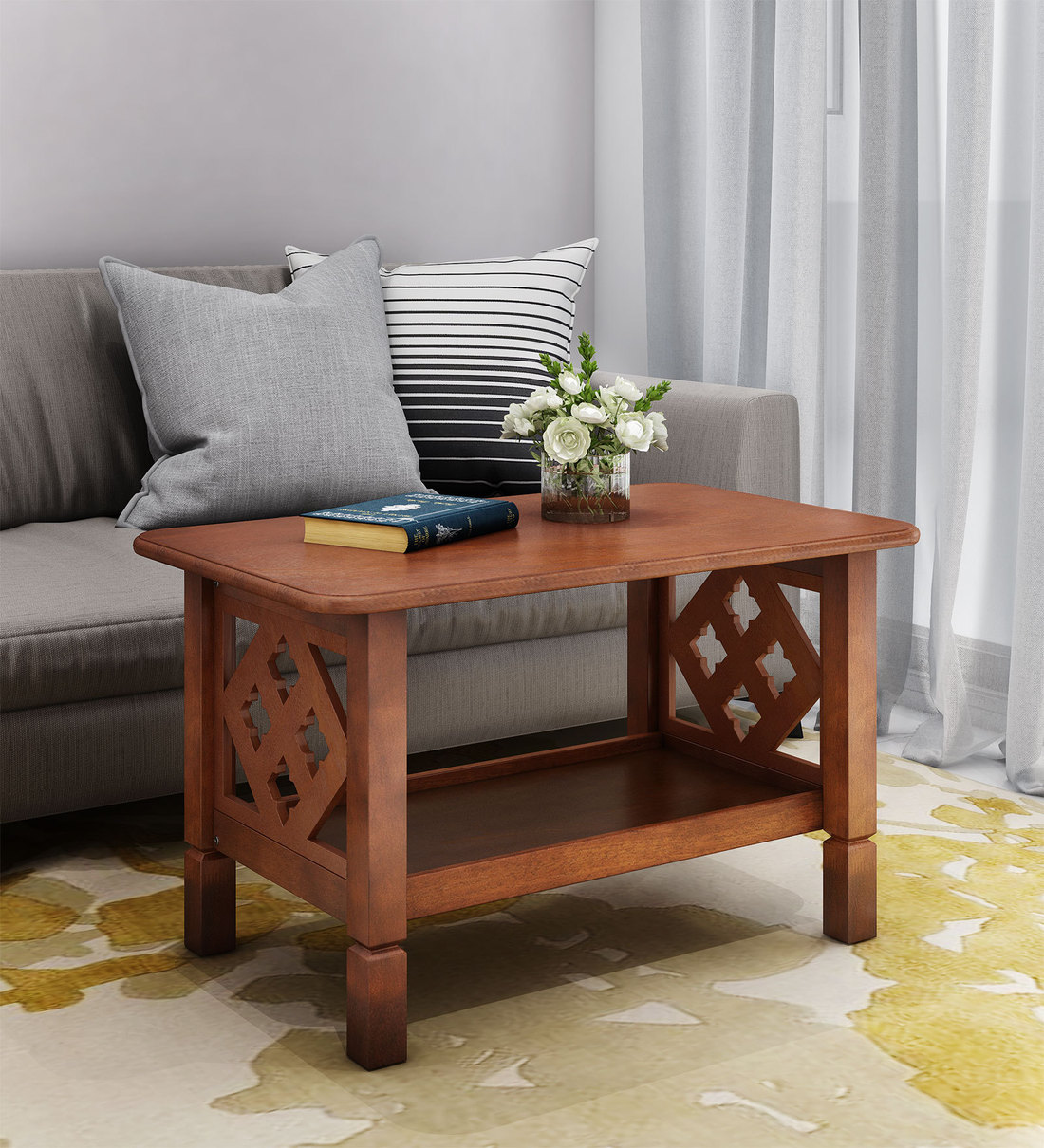 Buy Simone Solid Wood Centre Table in Walnut Colour at 54% OFF by @home ...