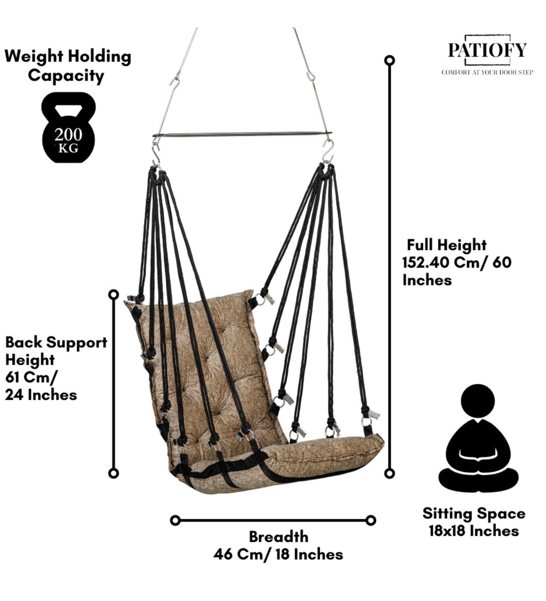 Buy Fabric Swing in Beige Colour by Patiofy Online - Swings - Swings ...