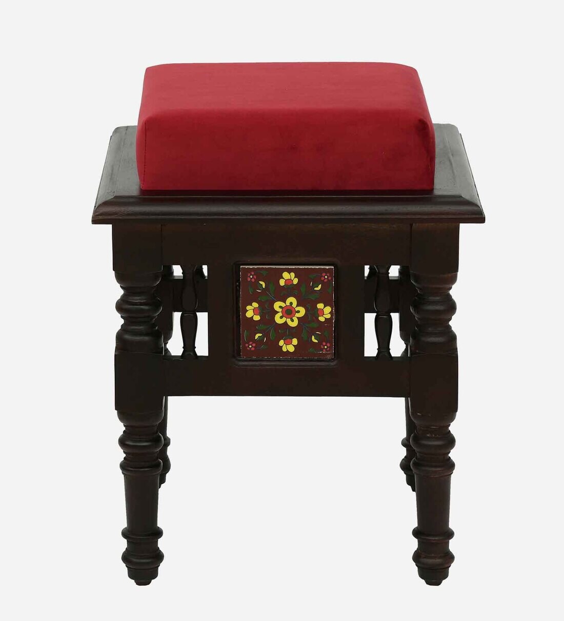 Buy Siramika Sheesham Wood Seating Stool In Walnut Finish Online ...