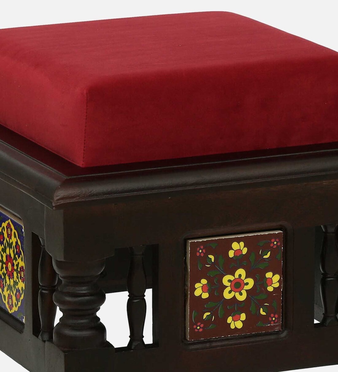 Buy Siramika Sheesham Wood Seating Stool In Walnut Finish Online ...