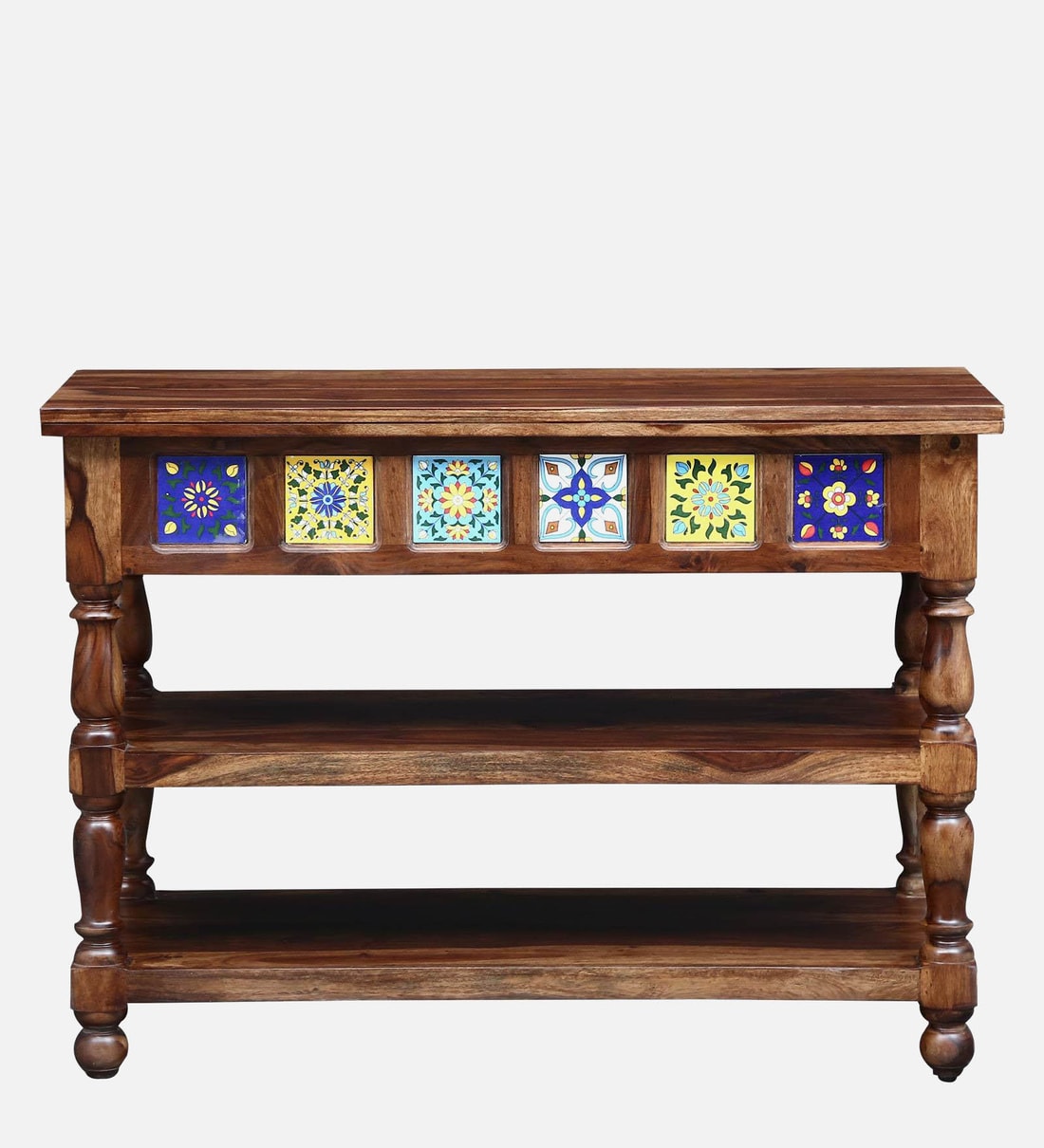 Buy Siramika Sheesham Wood Console Table In Rustic Teak Finish By ...