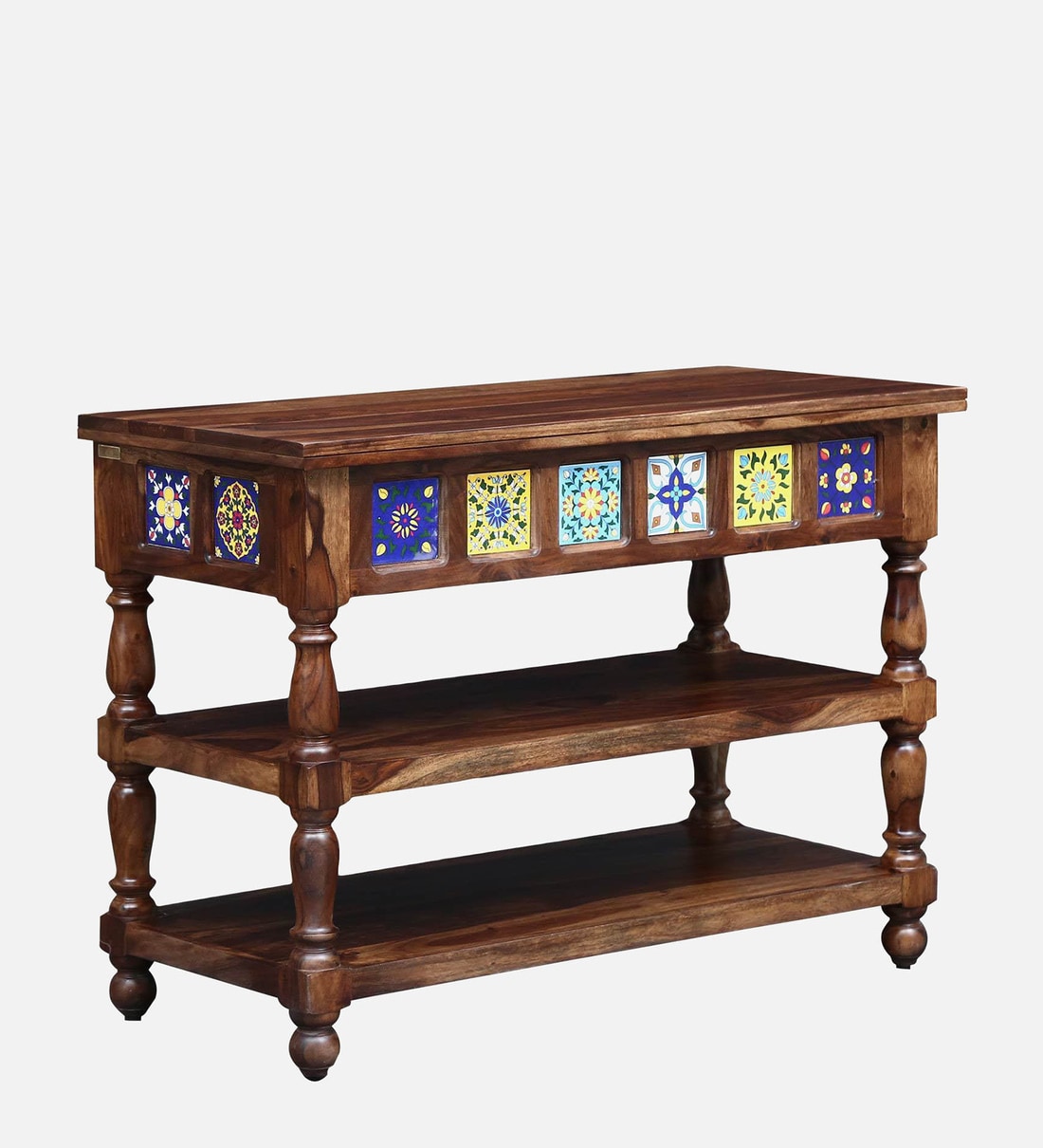 Buy Siramika Sheesham Wood Console Table In Rustic Teak Finish By ...