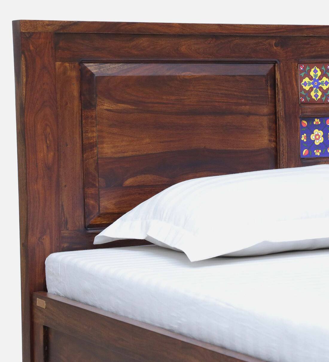 Buy Siramika Sheesham Wood King Size Bed In Provincial Teak Finish With ...