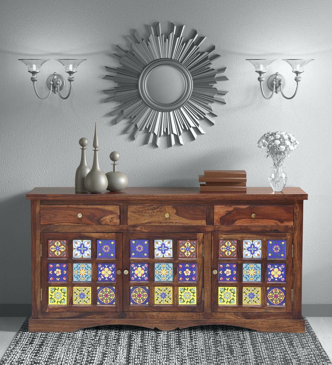 Buy Siramika Sheesham Wood Sideboard In Provincial Teak Finish By ...