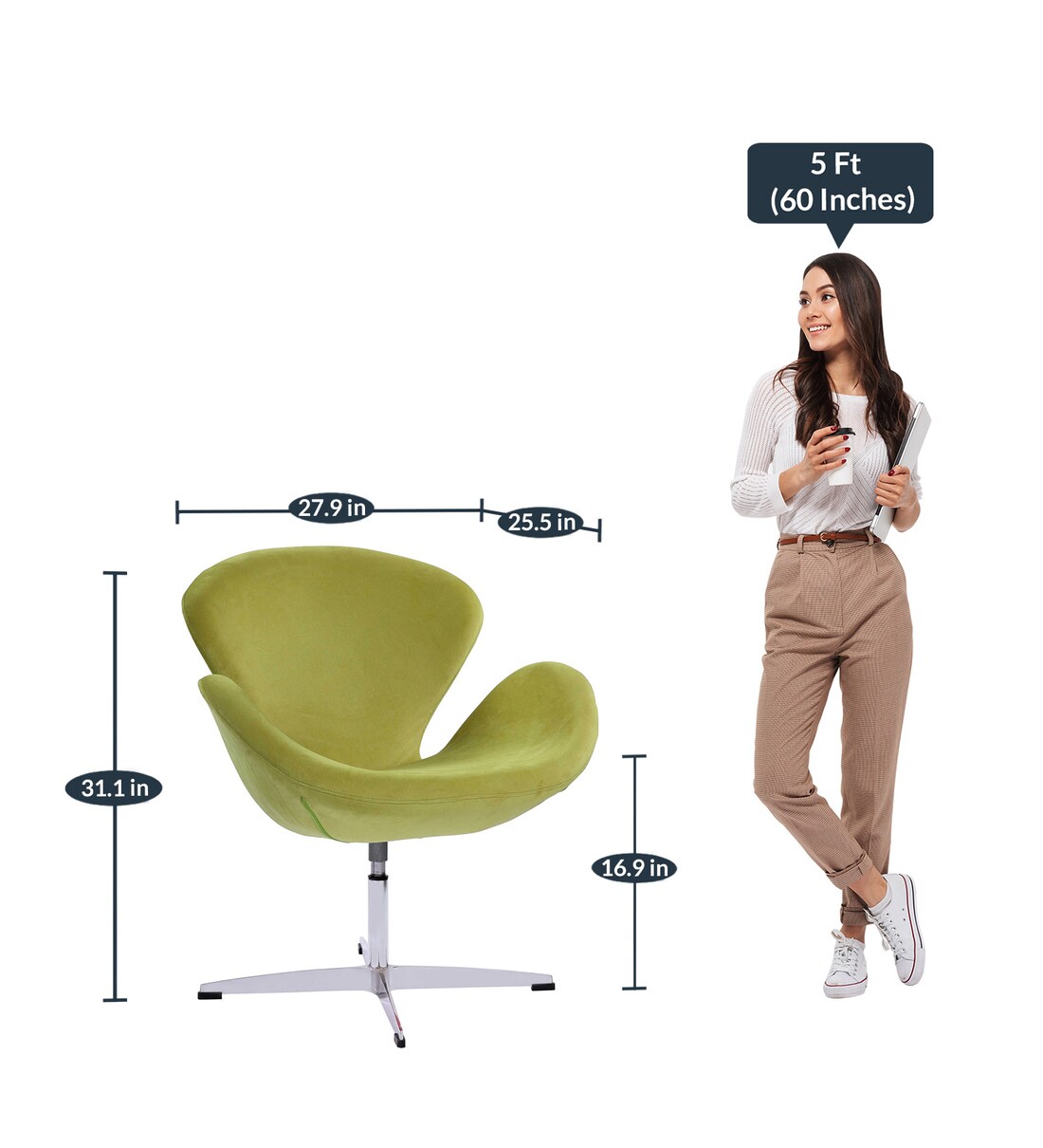 Buy Siri Fabric Lounge Chair in Green Colour Online - Full Back Lounge ...