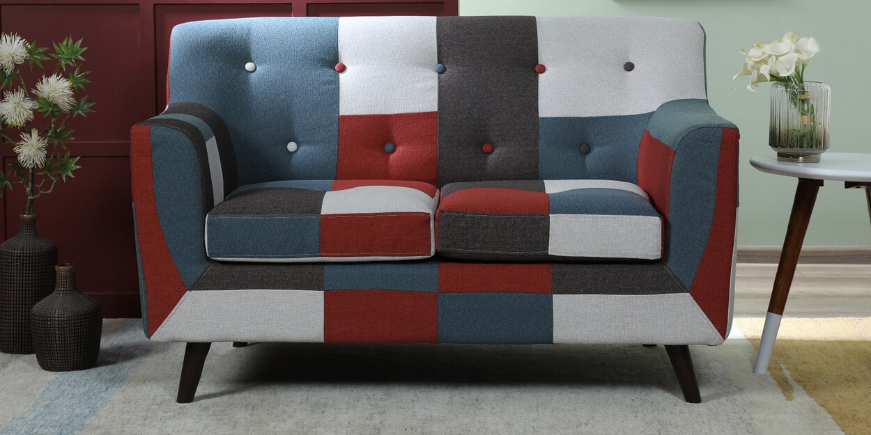 Buy Fernand Fabric 2 Seater Sofa In Red Multicolour By Casacraft Online ...