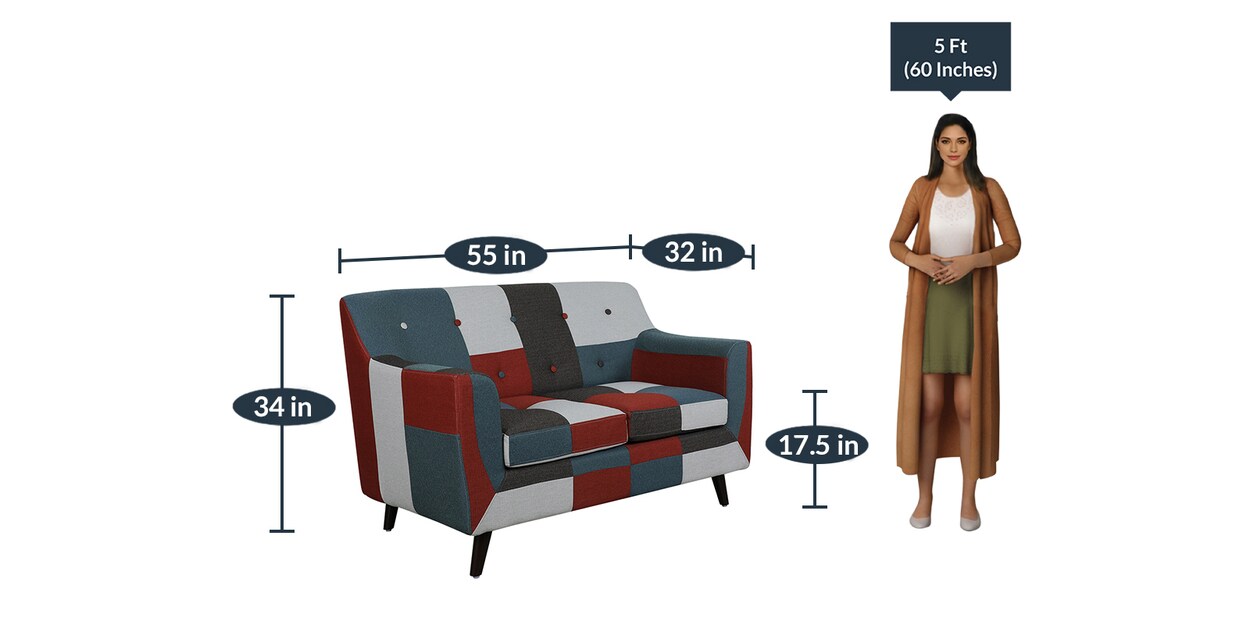 Buy Fernand Fabric 2 Seater Sofa In Red Multicolour By Casacraft Online ...