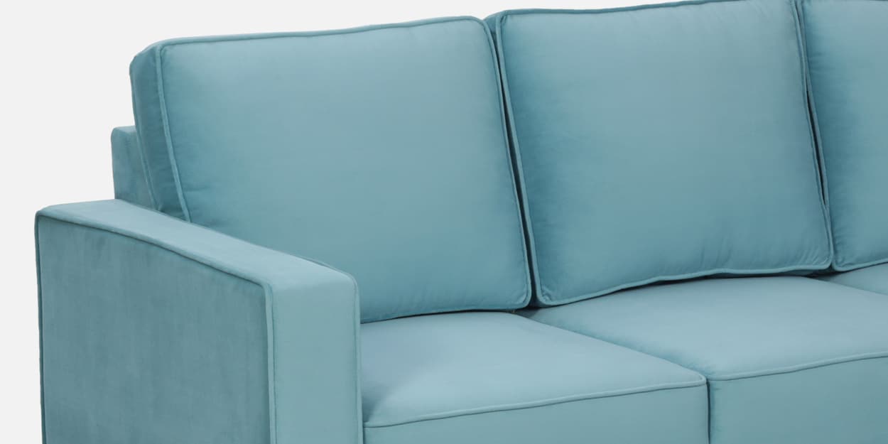 Buy Siya Velvet 3 Seater Sofa in Aqua Blue Colour by Grafo Online ...