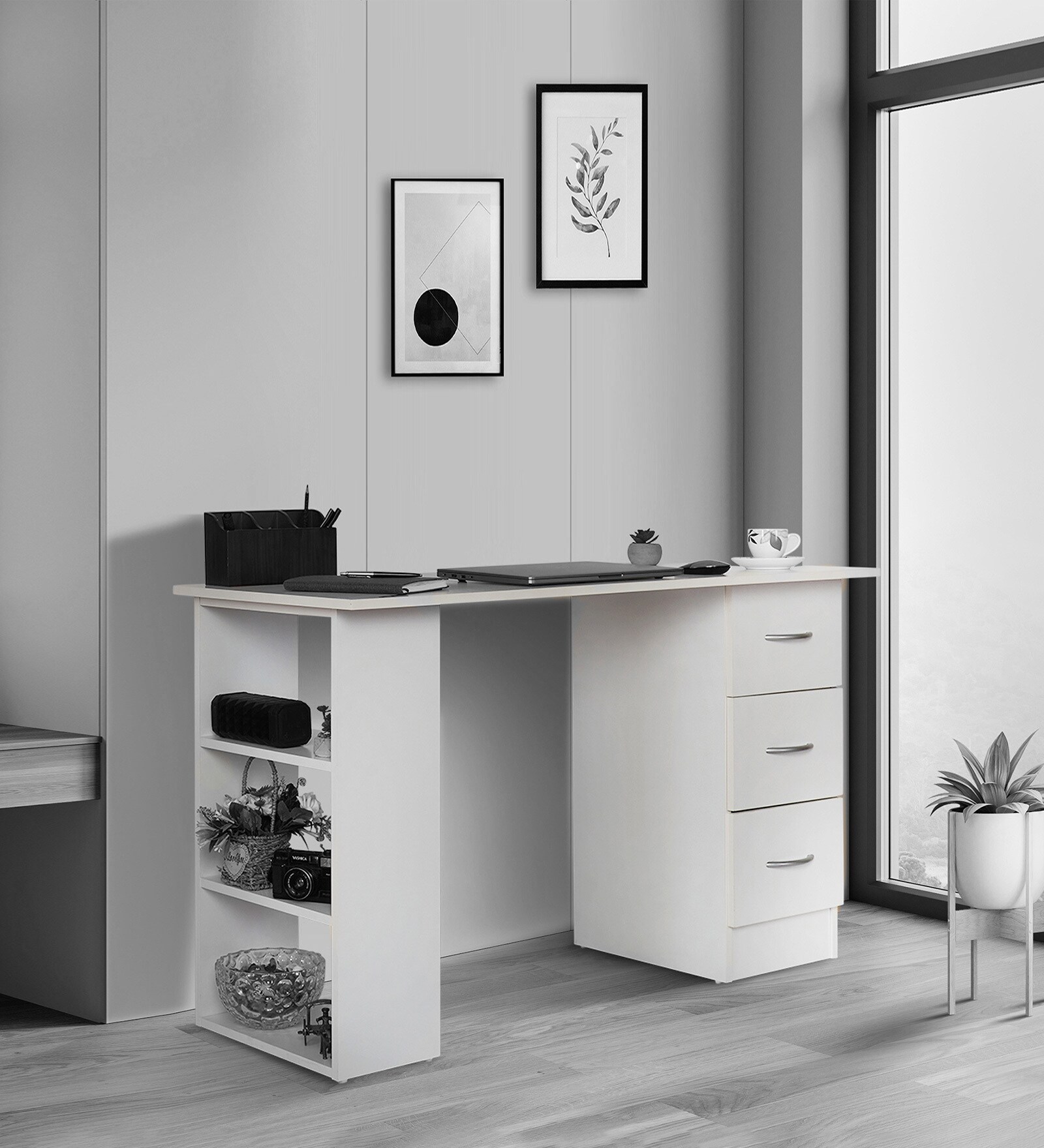 Buy Sia Writing Table in White Finish at 38% OFF by TADesign | Pepperfry