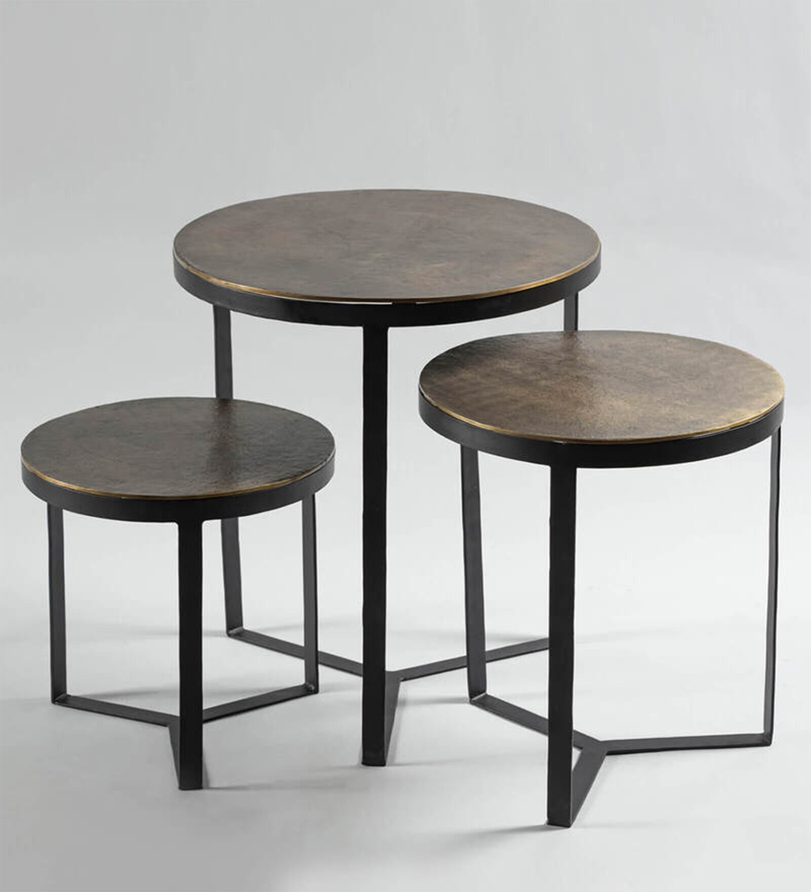 Buy Siena Metal Nest Of Tables In Black Finish (Set Of 3) by Indecrafts ...