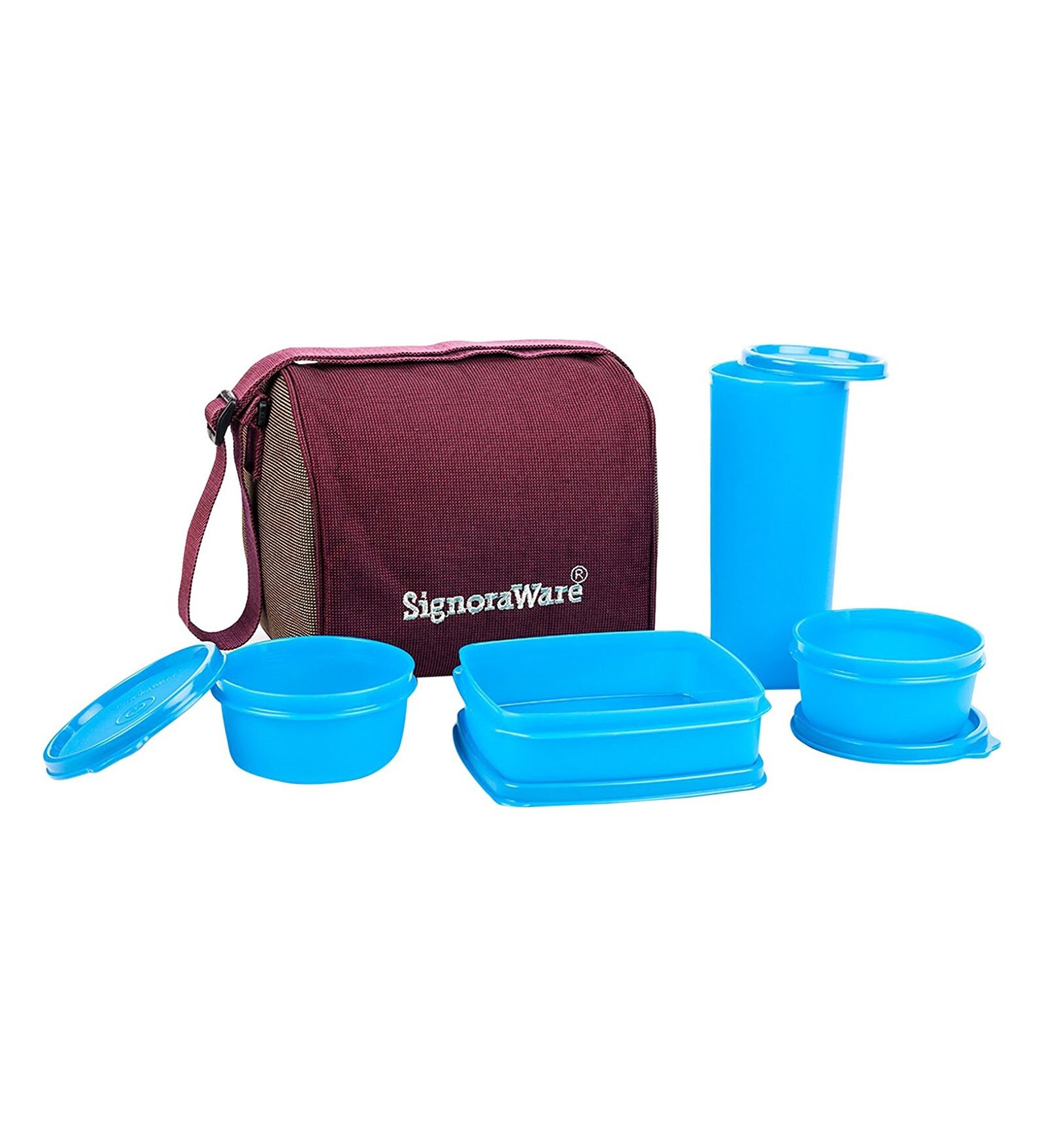 Buy Signoraware Best Jumbo Lunch Box, Blue, Set of 4 Online - Lunch Box ...