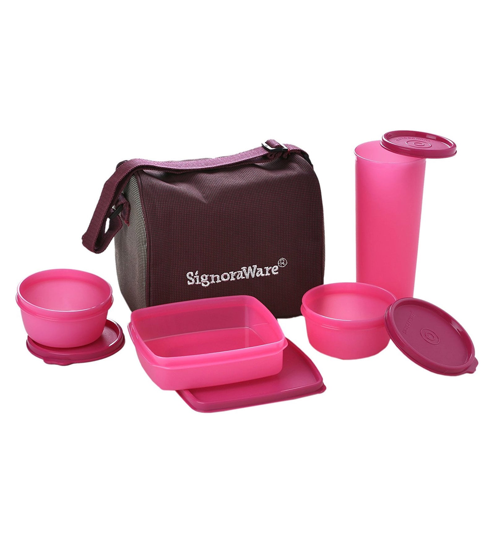 Buy Signoraware Best Jumbo Lunch Box, Pink, Set of 4 Online - Lunch Box ...