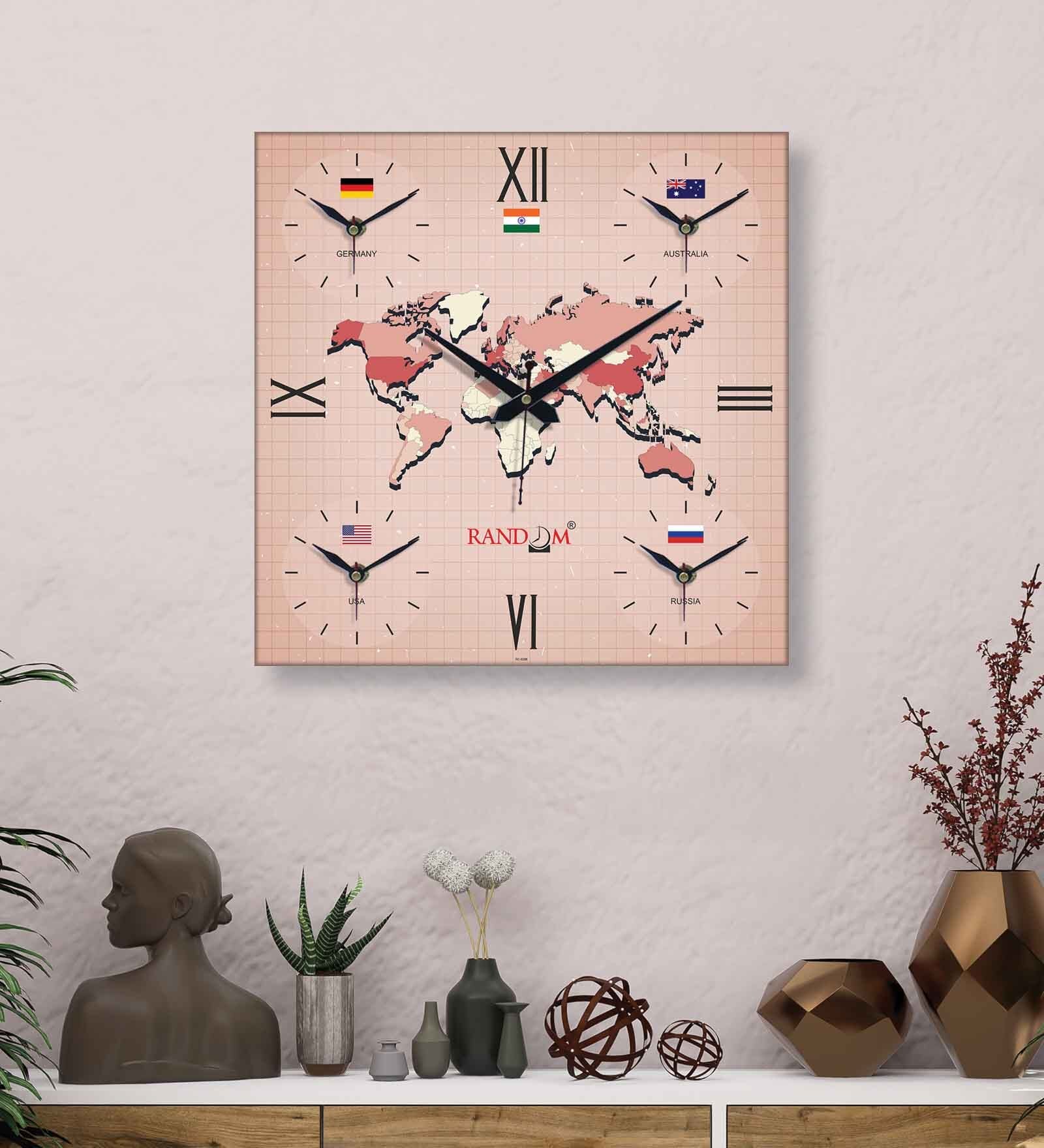 Buy Silent Movement Multicolour MDF World Wall Clock at 14% OFF by ...