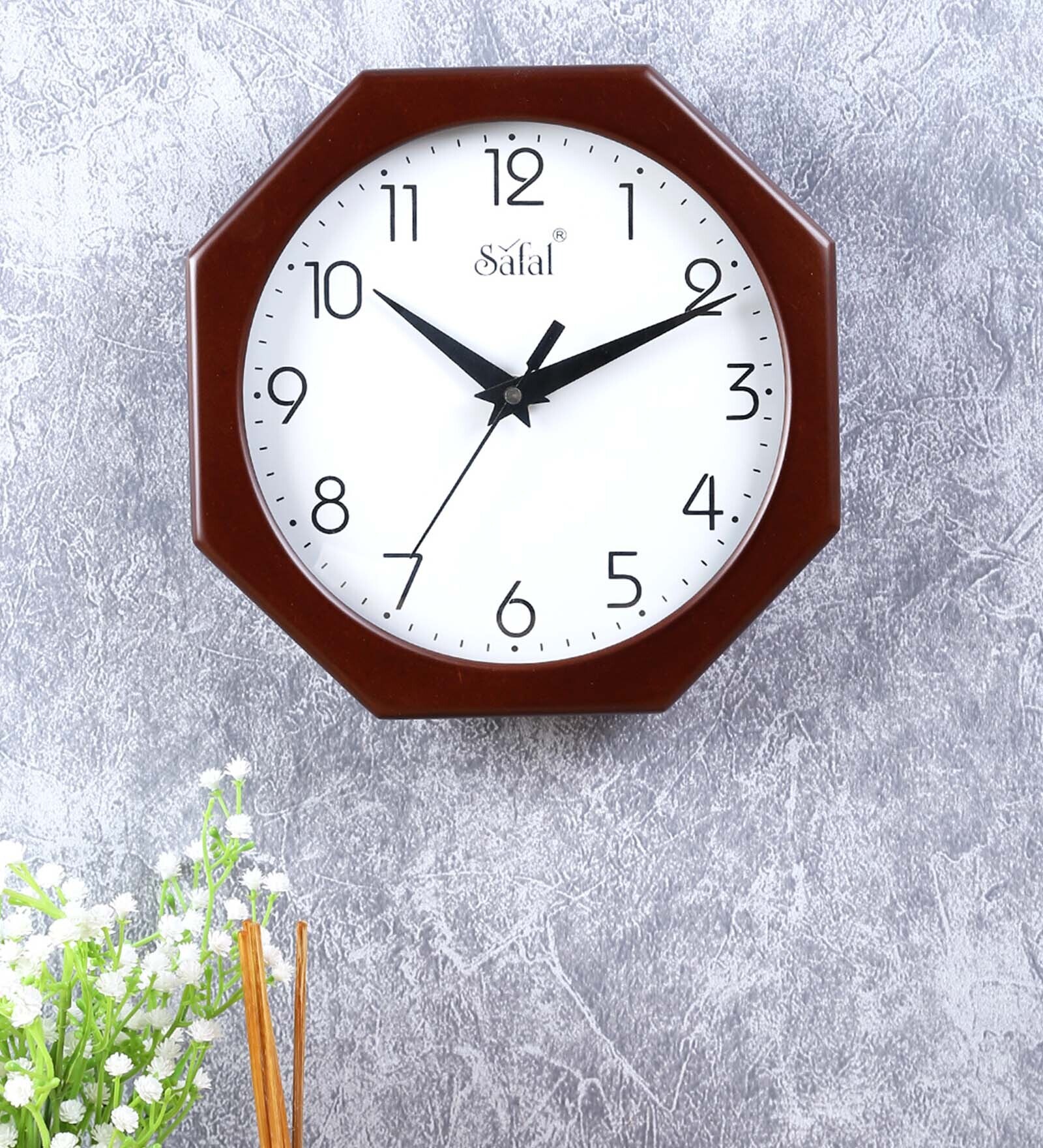 Buy Octagon Silent Sweep Mechanism Engineered Wood Wall Clock at 25% ...