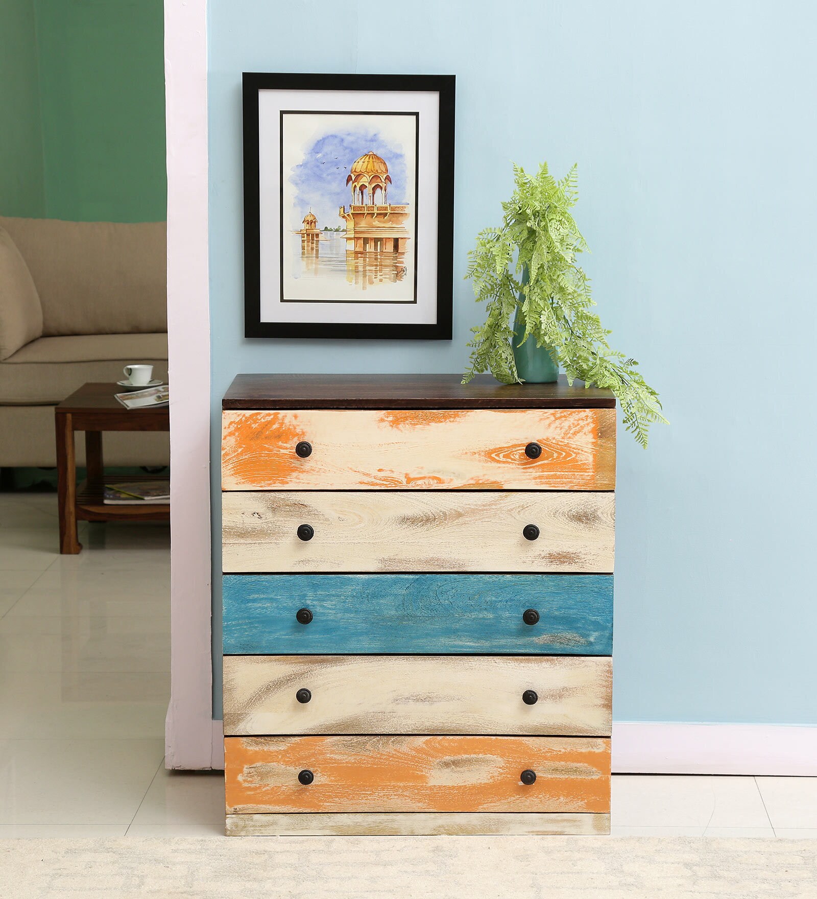 Buy Silven Solid Wood Chest Of Drawer In Distress Finish at 28% OFF by ...