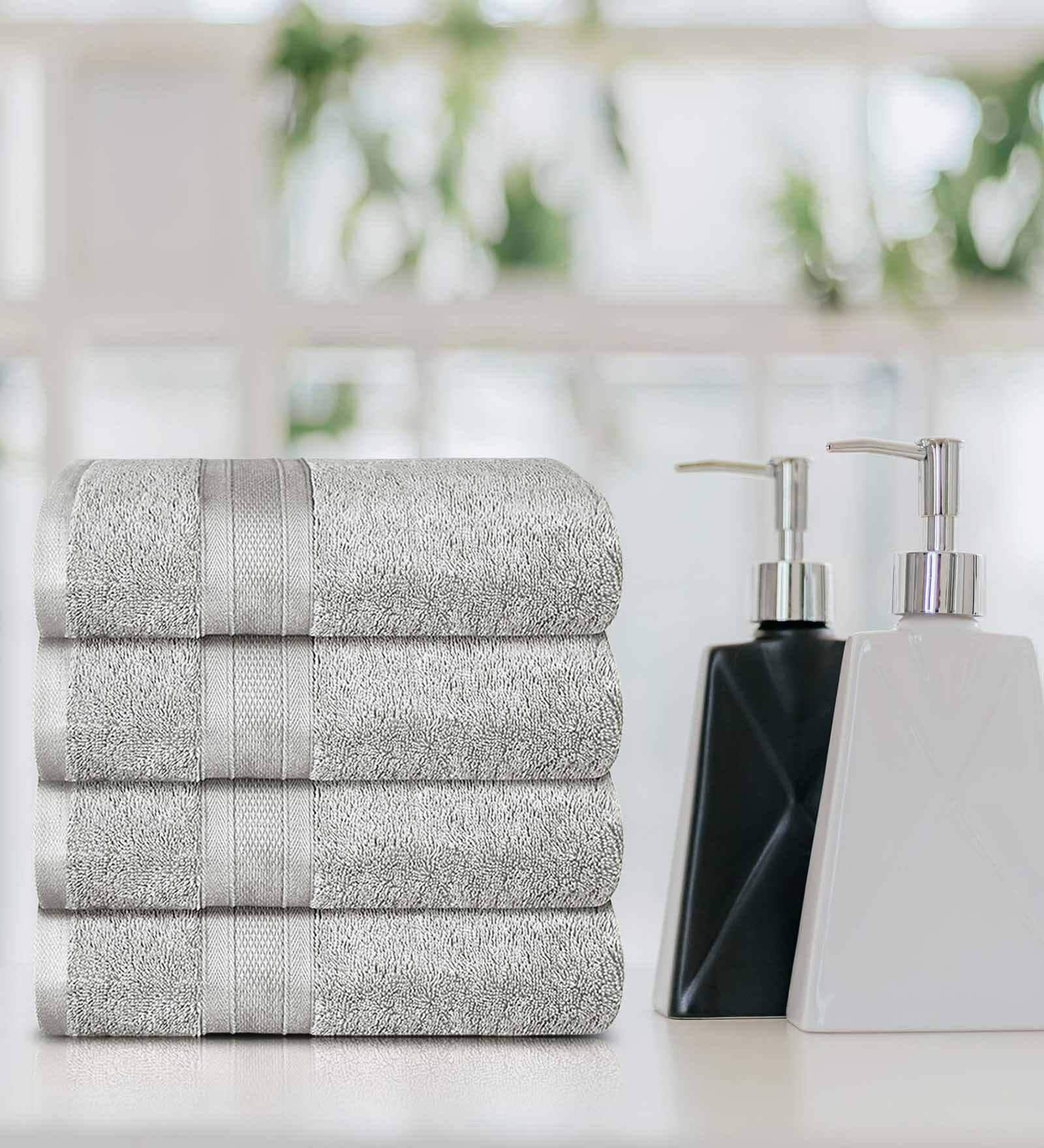 Buy Silver 500 GSM 100% Cotton Hand Towel (Set of 4) by Trident at 35% ...