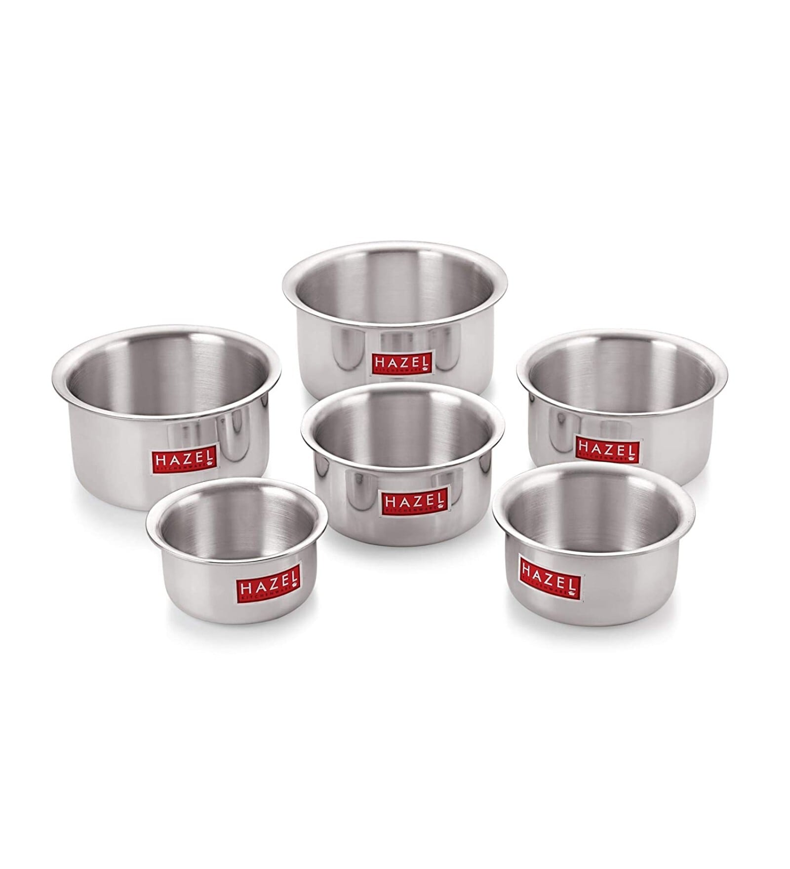 Buy Evensong Induction Friendly Silver Aluminium (Set of 6) Cooking Pot ...