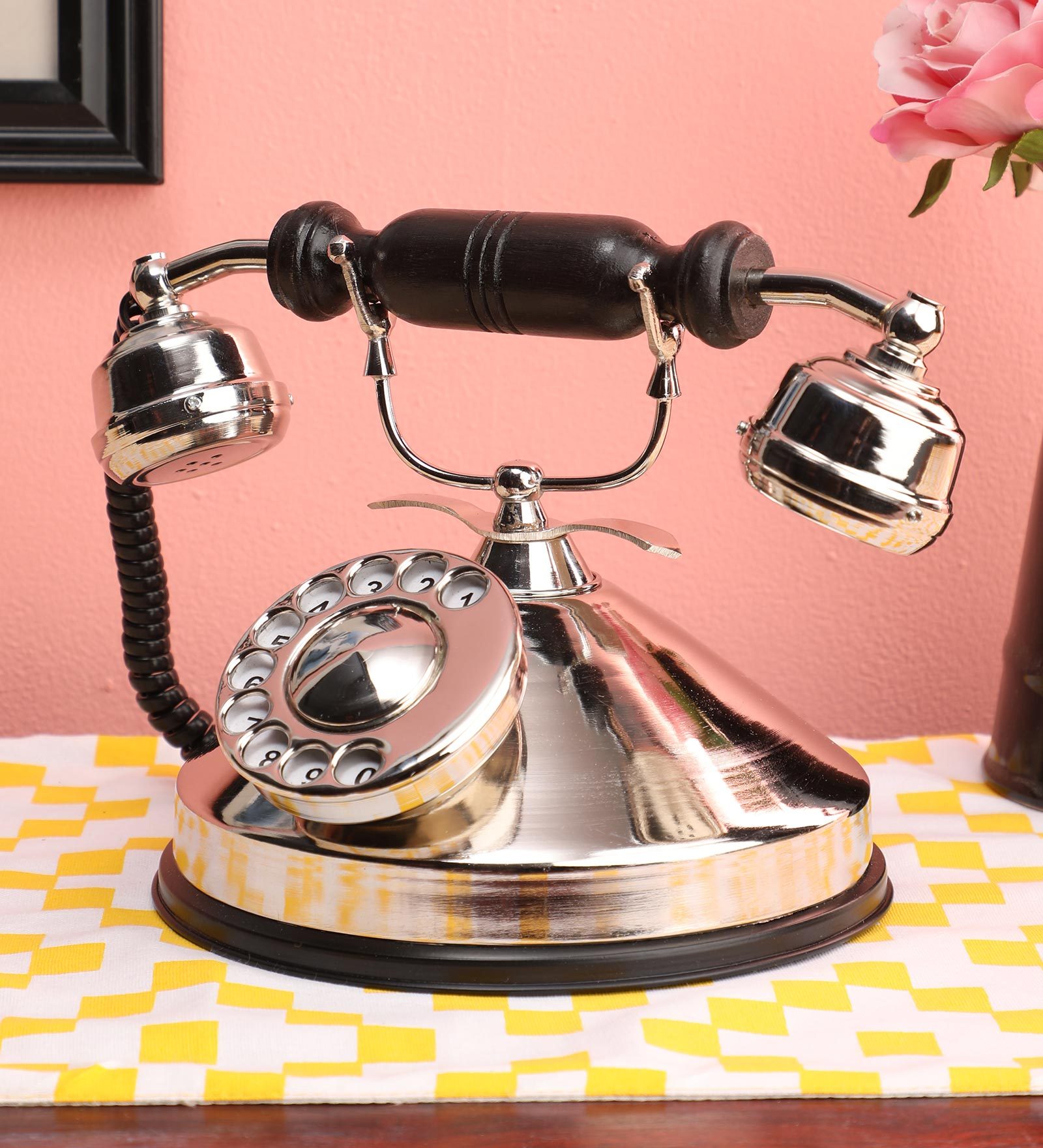 Buy Silver Metal Round Vintage Telephone Decorative Showpiece at 41% ...