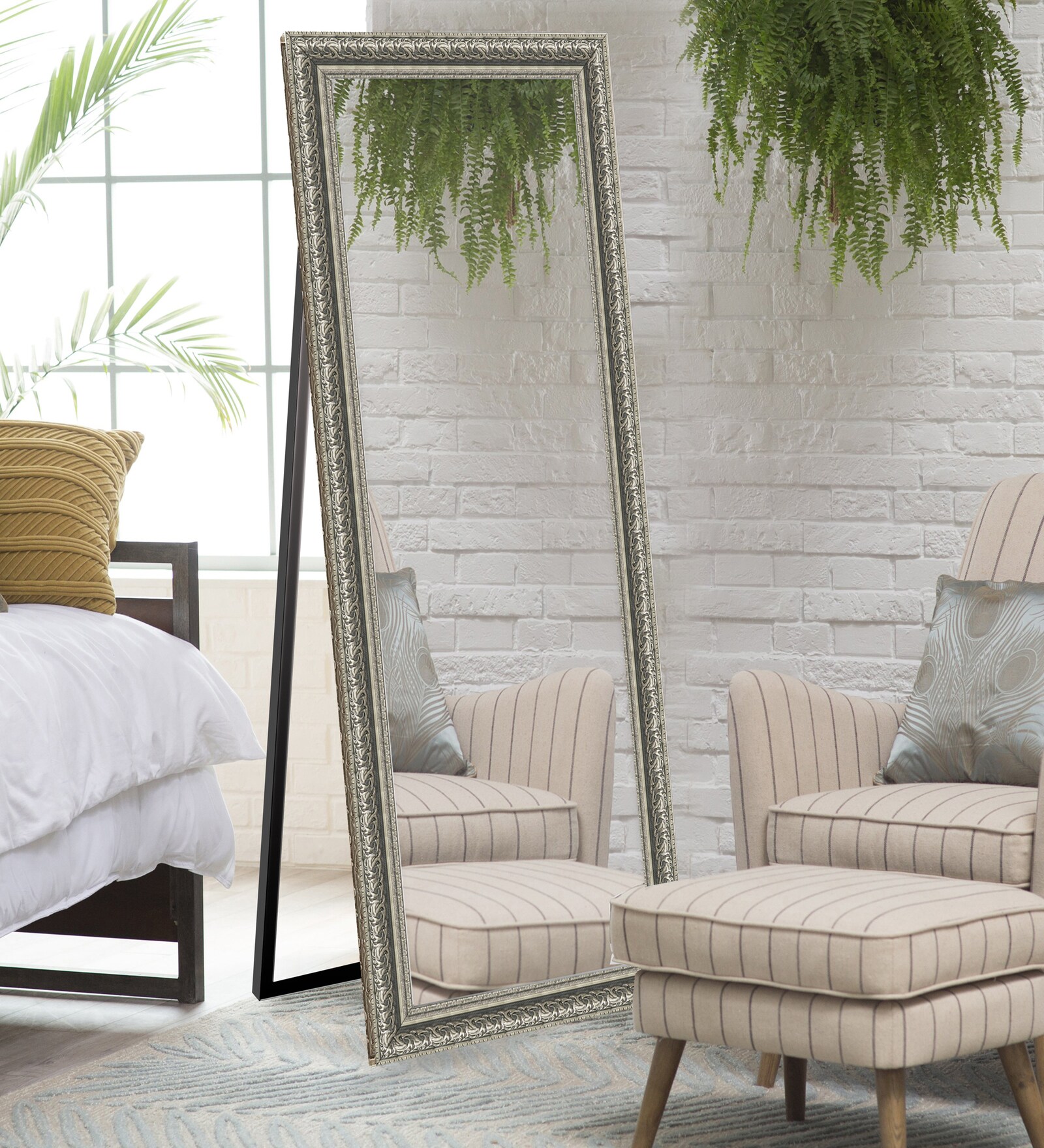 Buy Silver Mdf Decorative Full Length Wall Mirror By Elegant Arts ...