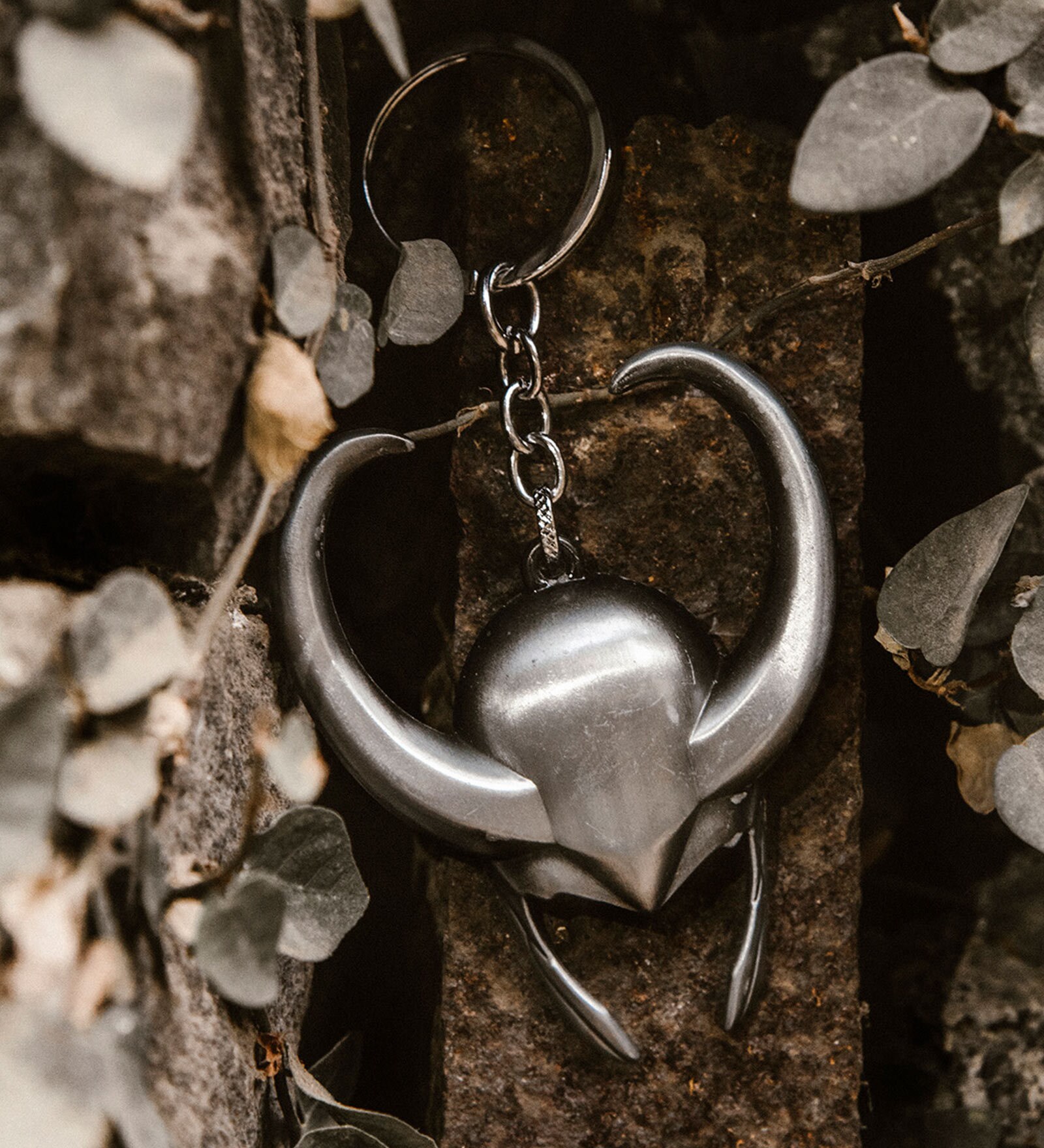 Buy Silver Metal Loki Keychain - Silver Horned Helmet by Planet ...