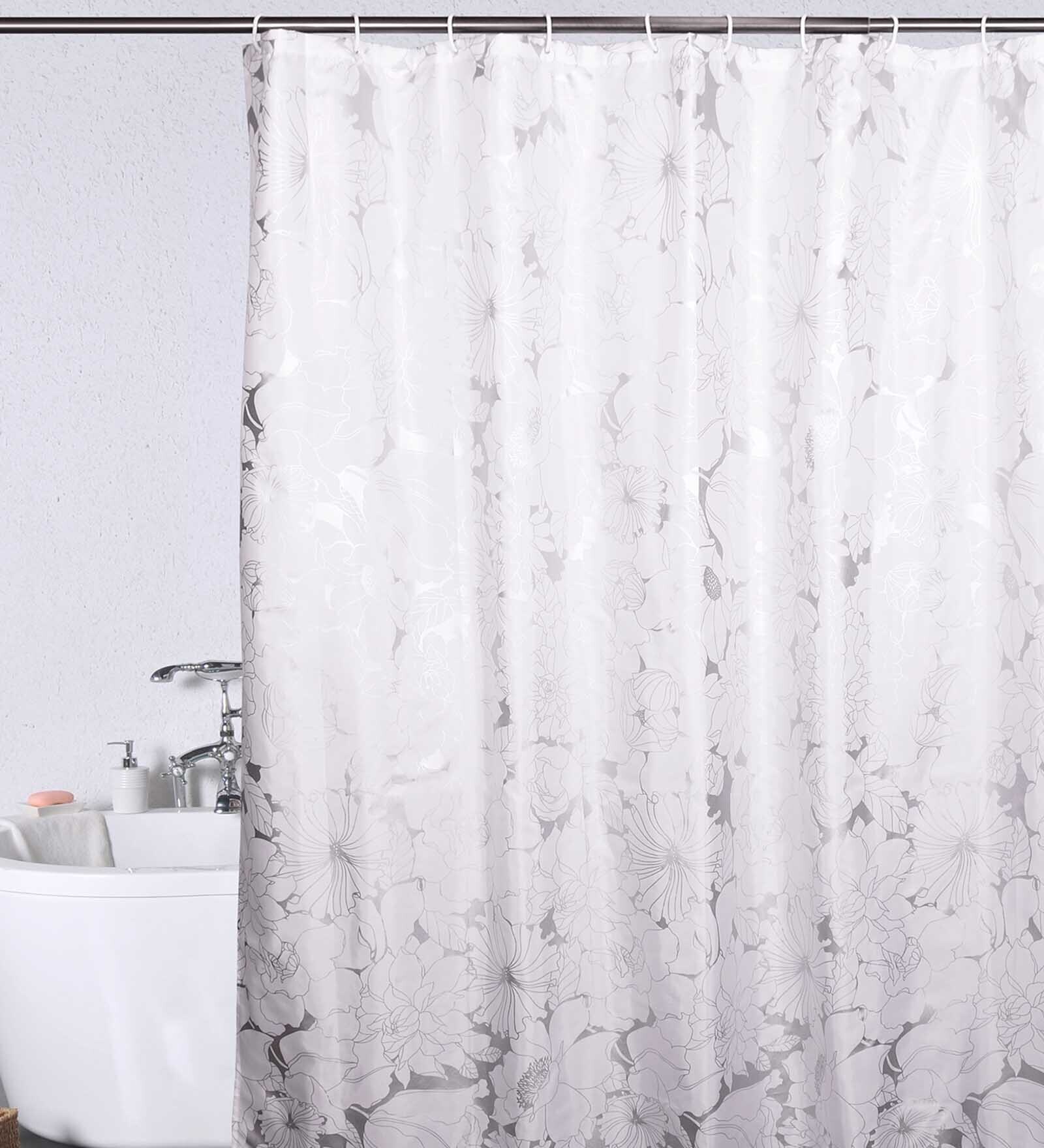 Buy Silver Polyester Blackout Shower Curtain at 15% OFF by Obsessions ...